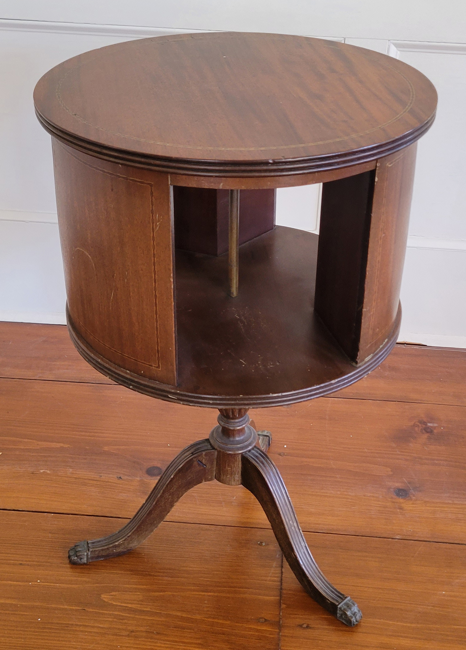 Mahogany Revolving Library Bookshelf Table - Vintage Mahogany Revolving ...
