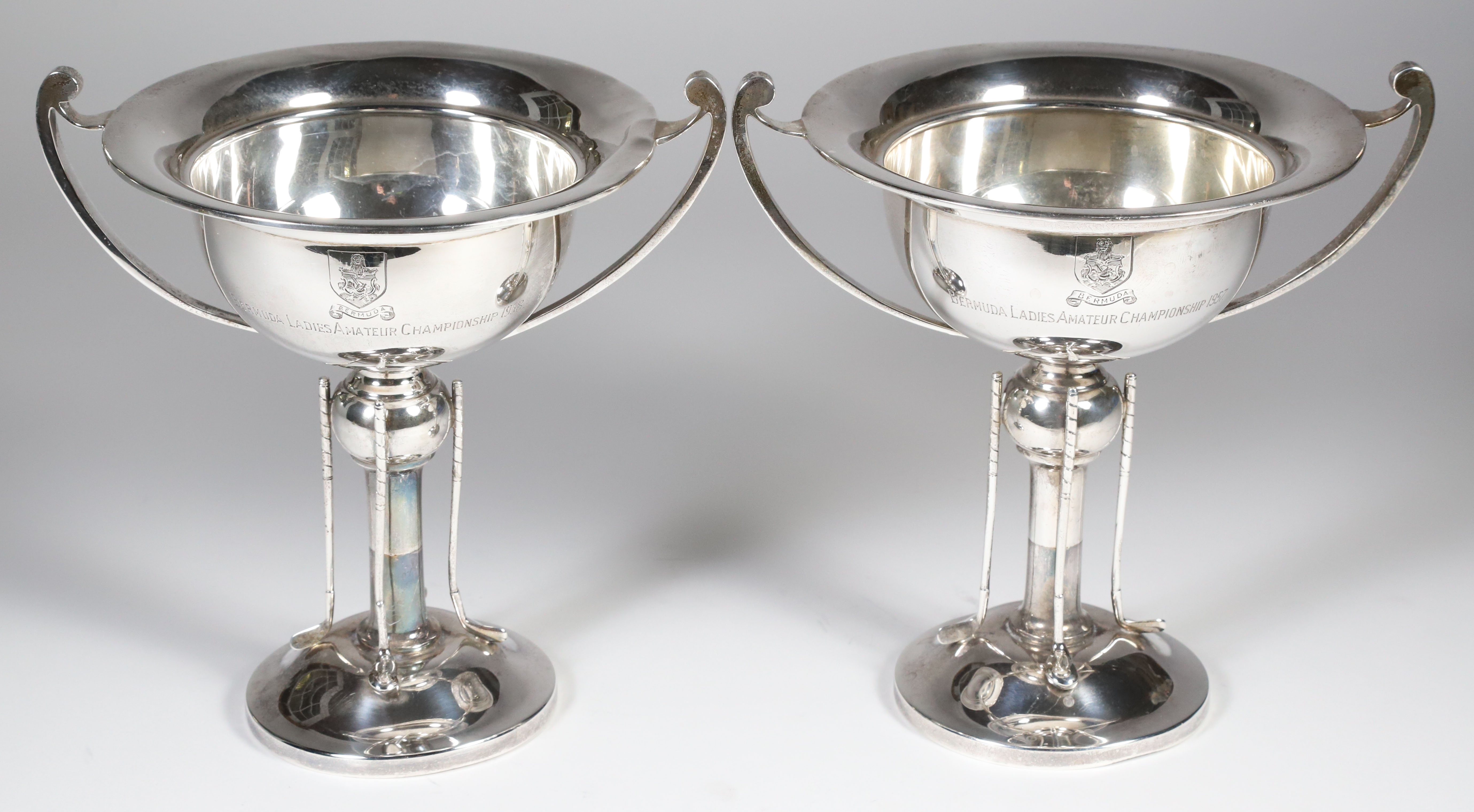 Pair of Vintage English Sterling Silver Golf Trophies - Pair of Vintage ...