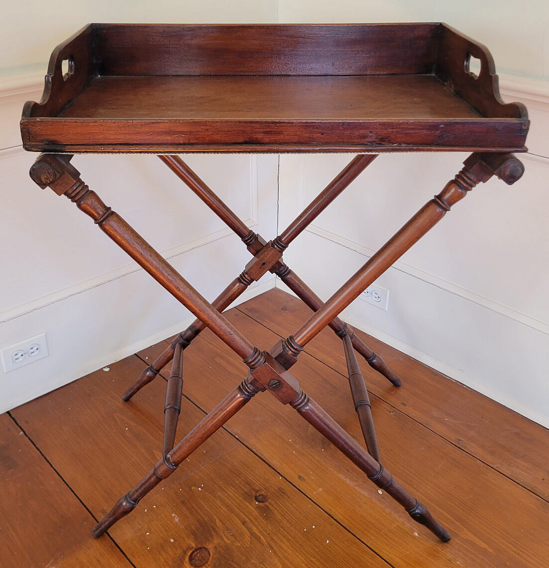 Mahogany Butler's Tray on Stand 19th Century - Antique Mahogany Butler's Tray on Folding Stand ...