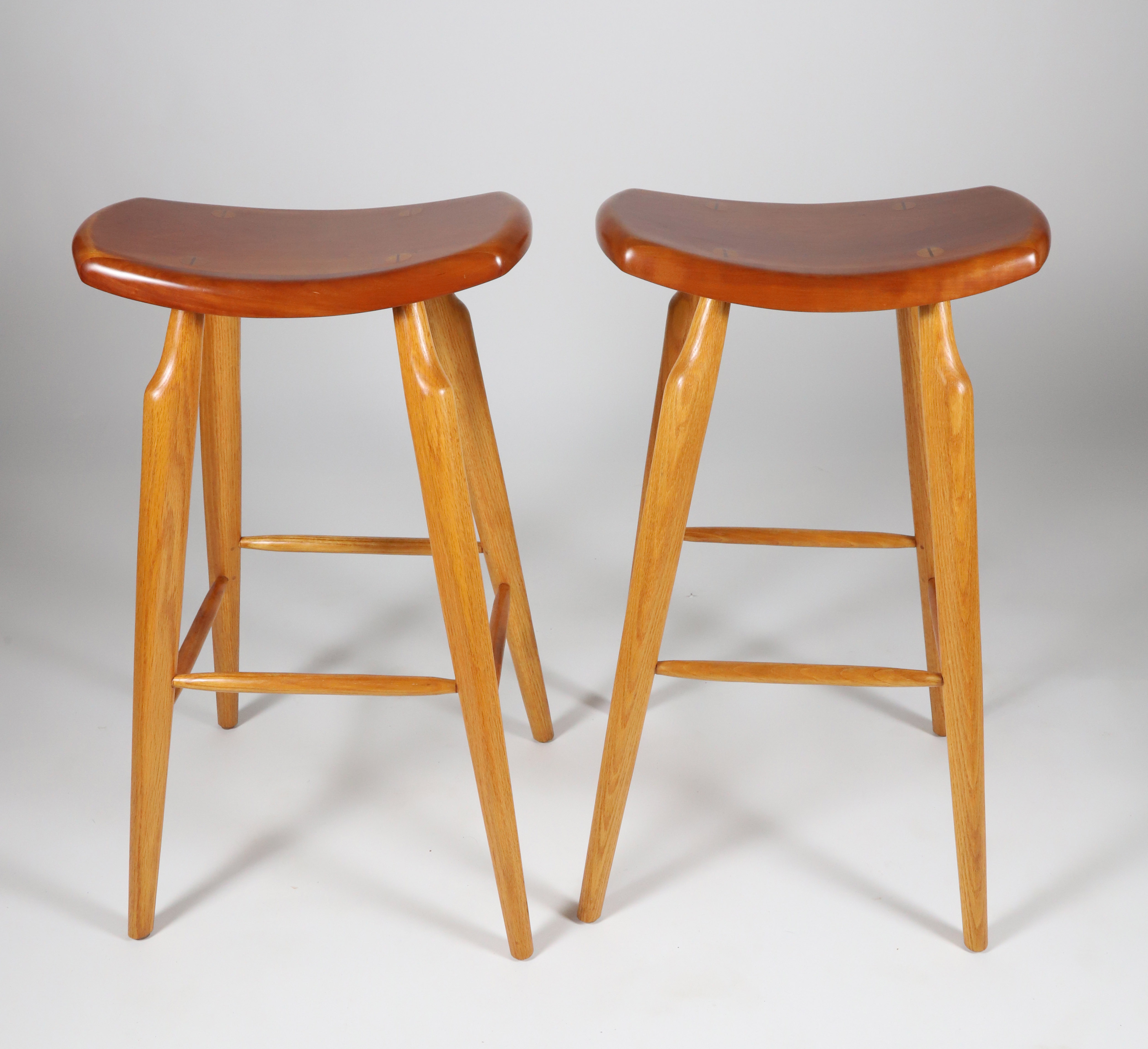 Pair of Signed Stephen Swift Cherry Bar Stools signed Stephen Swift ...