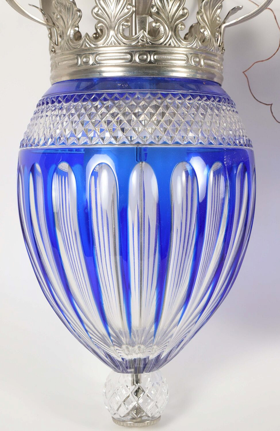 Pair of Cobalt Blue Cut To Clear Glass Light Fixtures - Pair of Cobalt ...