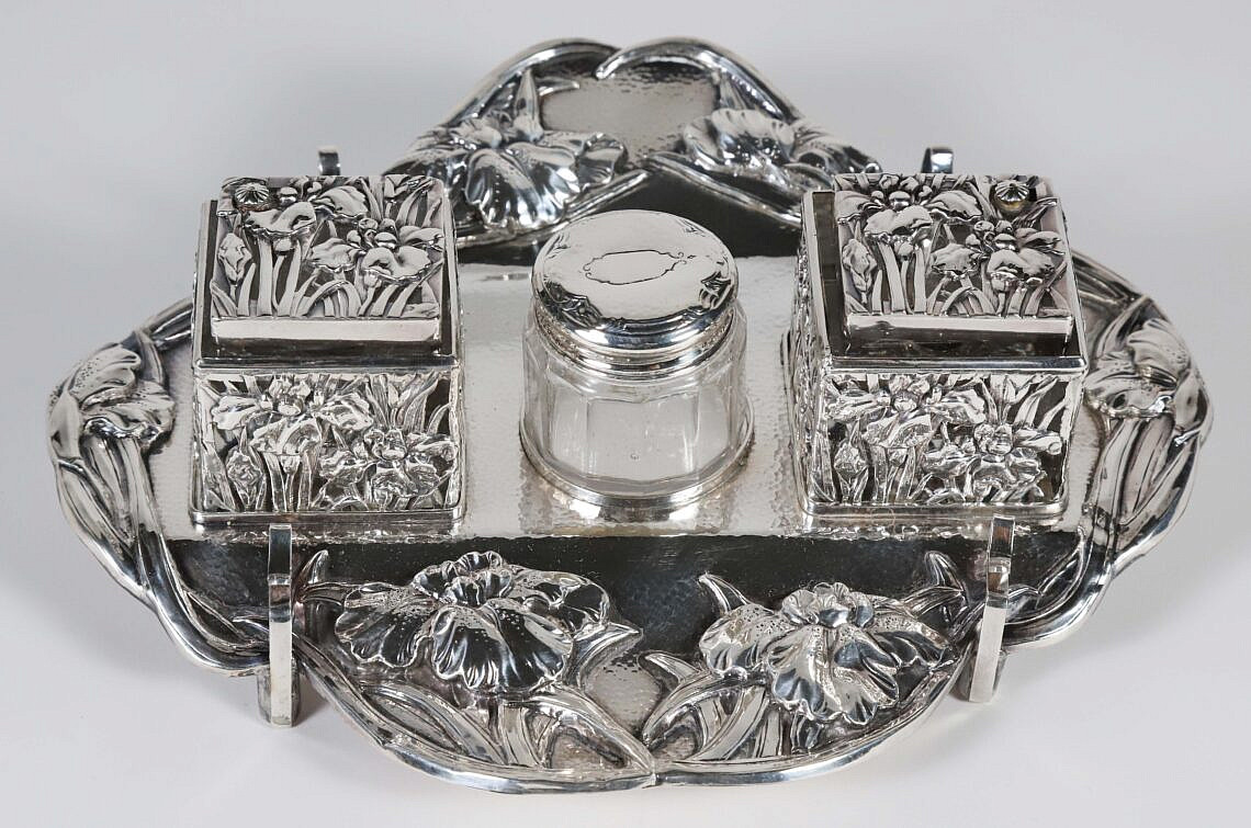 Chinese Export Silver Ink Stand 19th Century - Chinese Export Silver ...