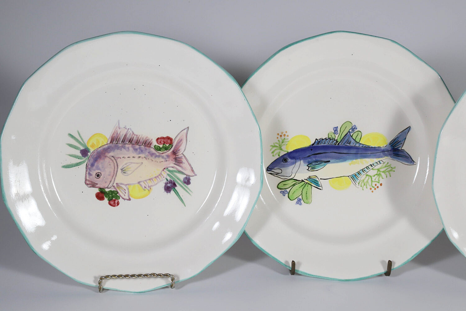 Set of Four Hand Painted Ceramic Folk Art Fish Plates circa 1989 - Set ...