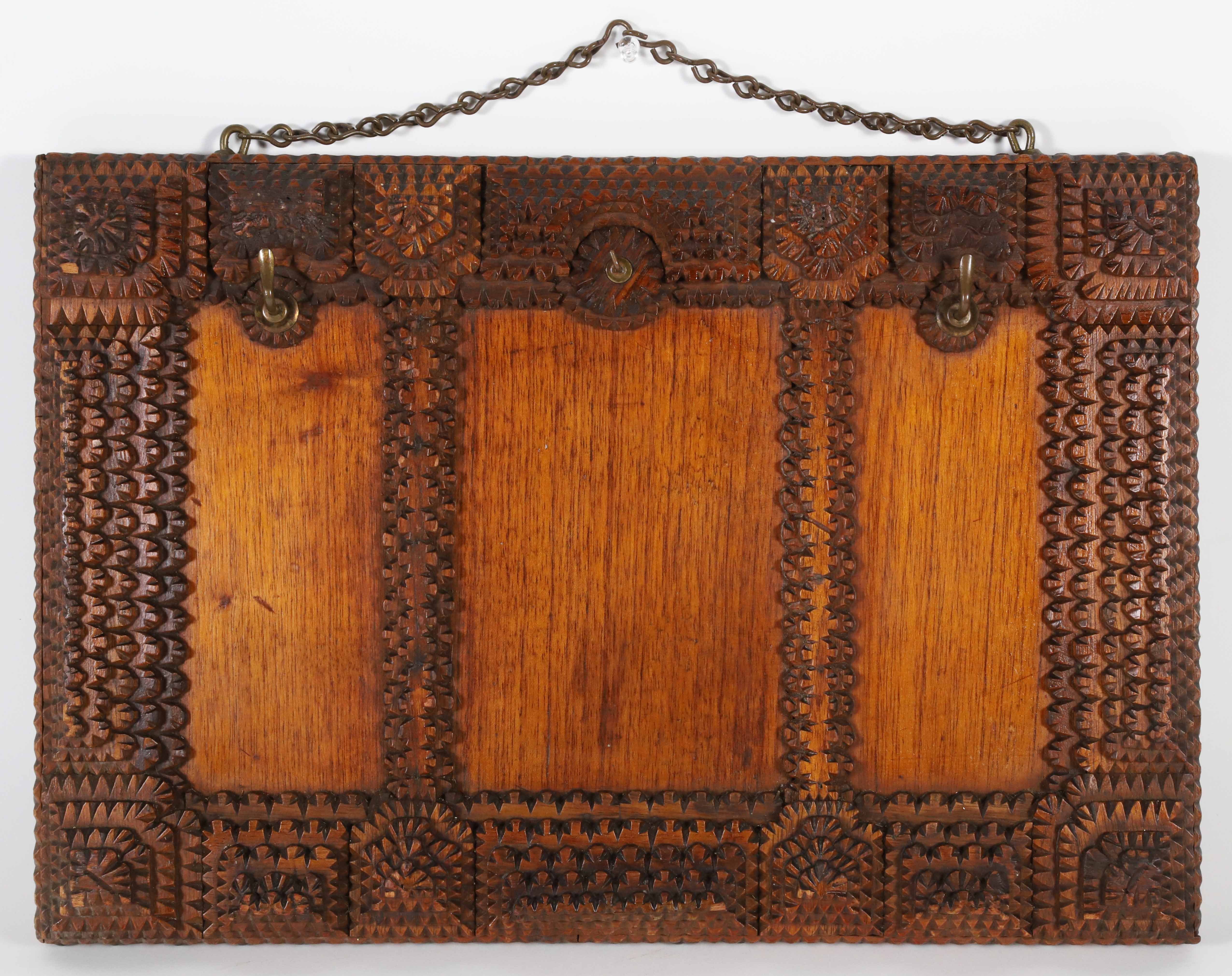 Vintage Tramp Art Chip Carved Hanging Plaque - Vintage Tramp Art Chip ...