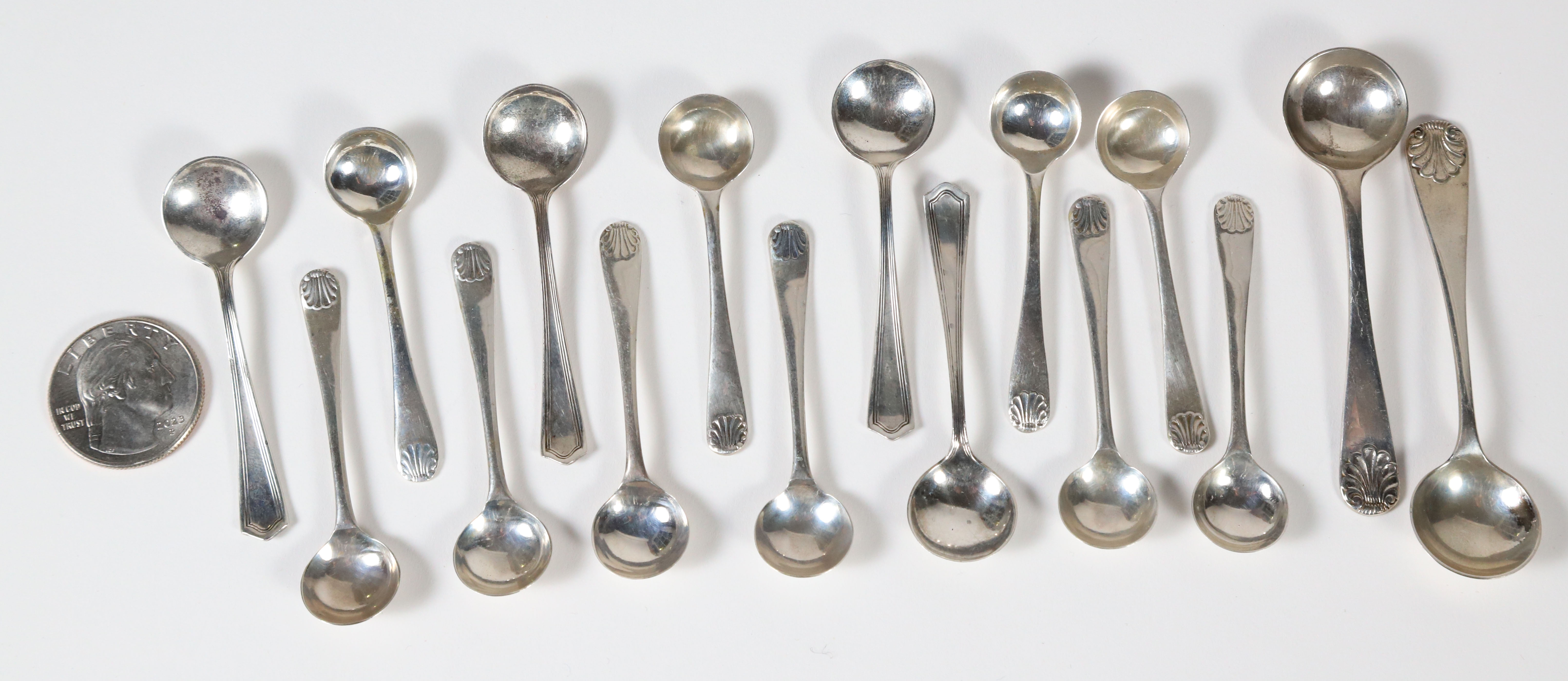 Sixteen Sterling Silver Salt Spoons - Sixteen Assembled Sterling Silver ...