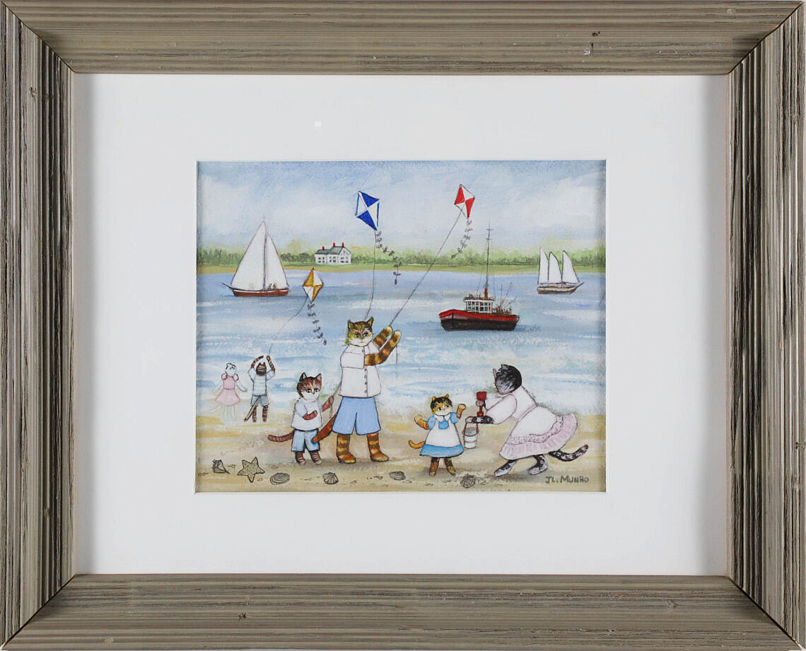 Jan L. Munro Mixed Media on Rag Paper "Nantucket Cats" - Jan L. Munro ...