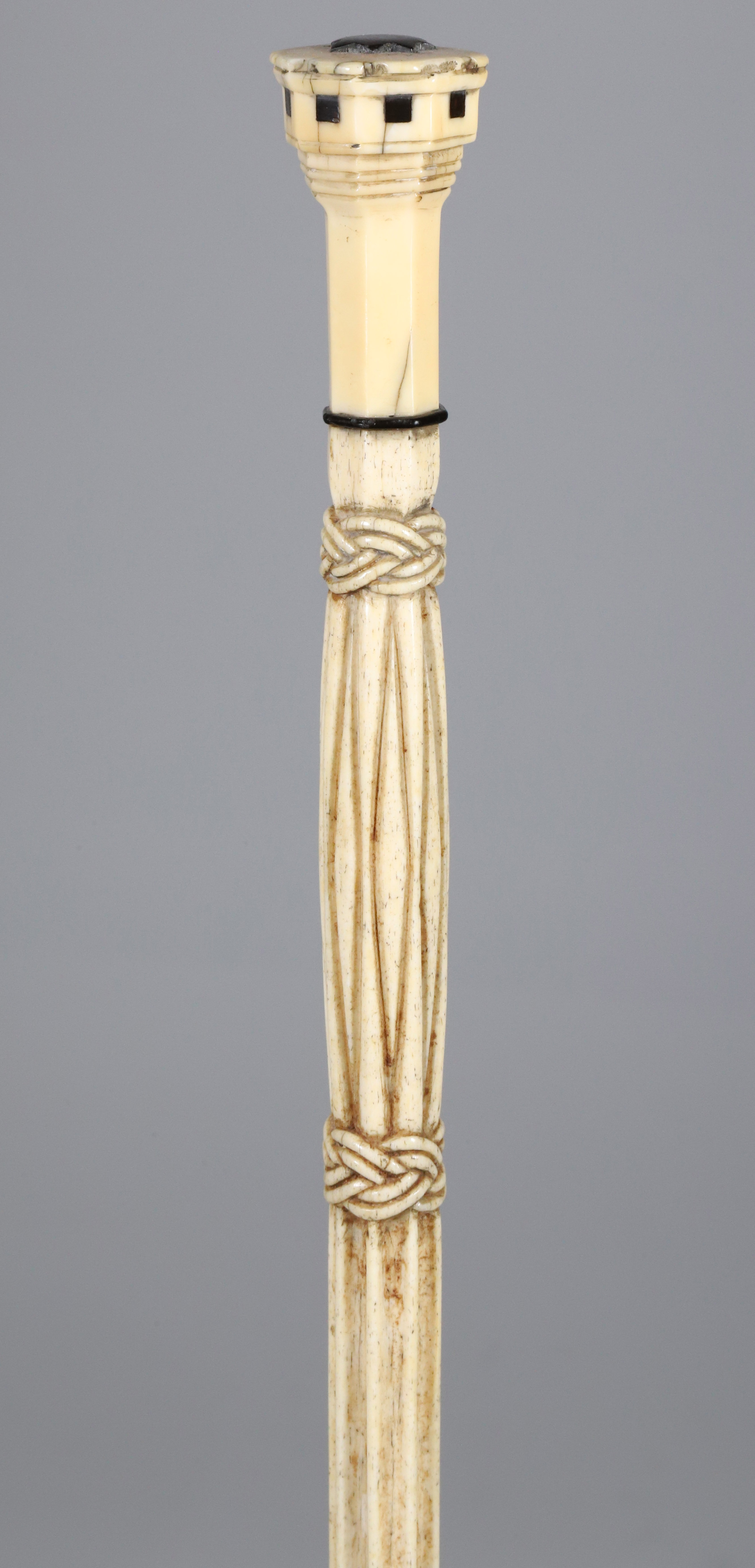 Whaler Made Fine Antique Whale Ivory and Whalebone Walking Stick 19th ...