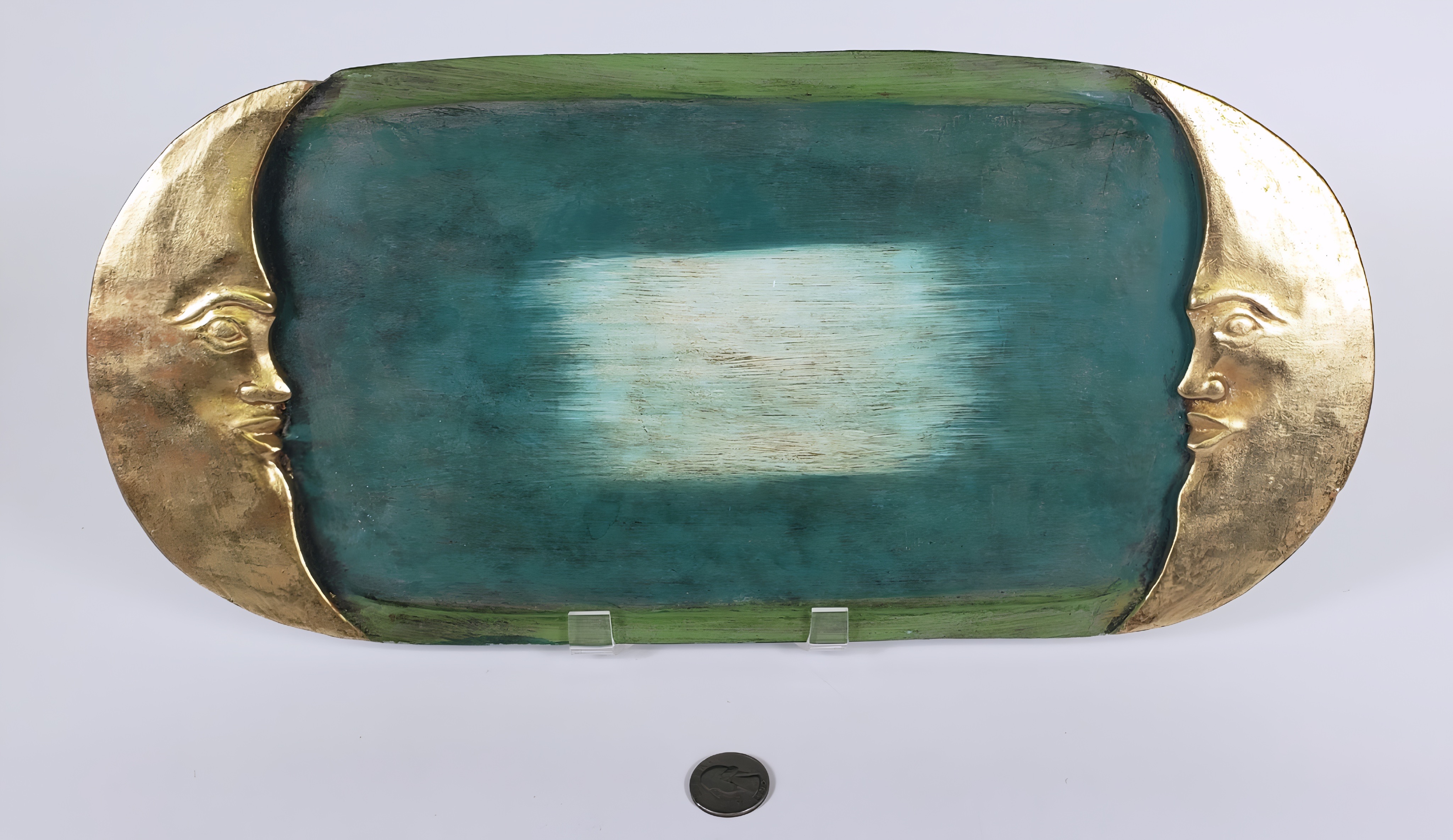 Crescent Moon Carved Tray - Vintage Art Deco Carved Wood and Gilt ...