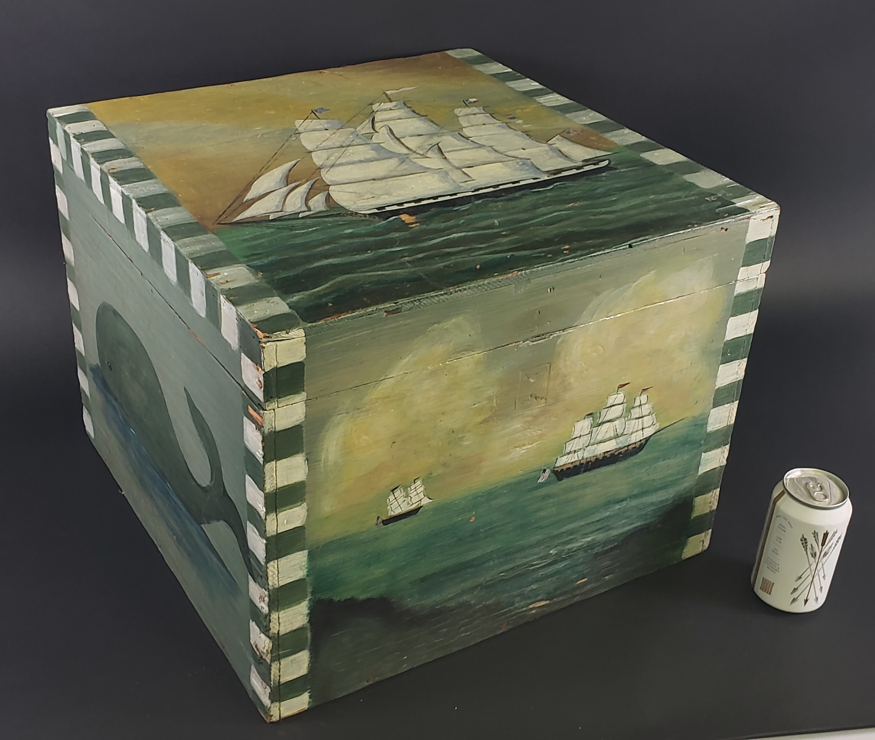 Nautical Paint Decorated Box - Vintage Nautical Paint Decorated Lift ...