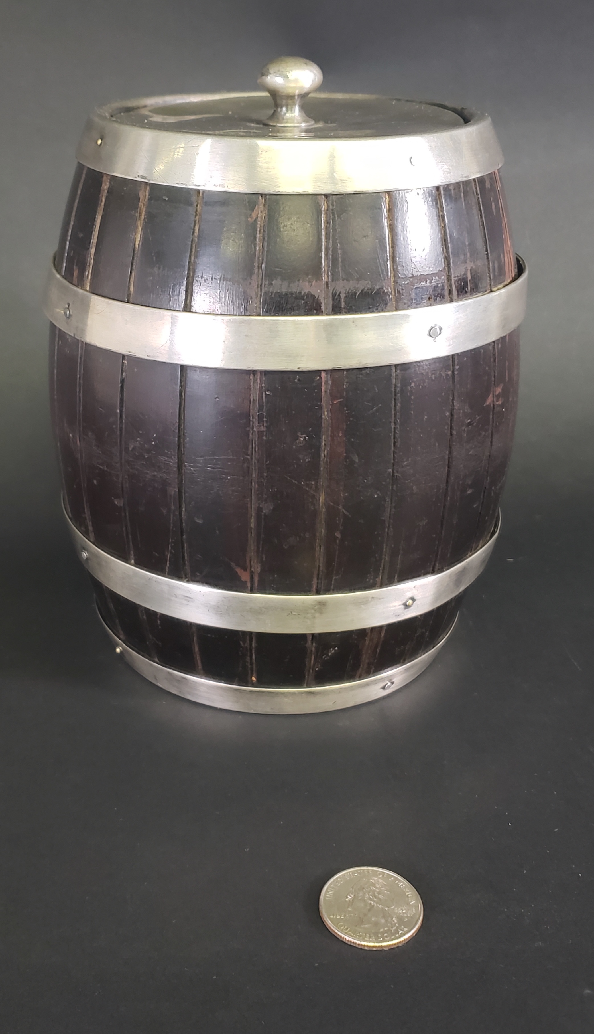 Chrome Bound Barrel Form Biscuit Jar - Vintage Chrome Bound Barrel Form ...