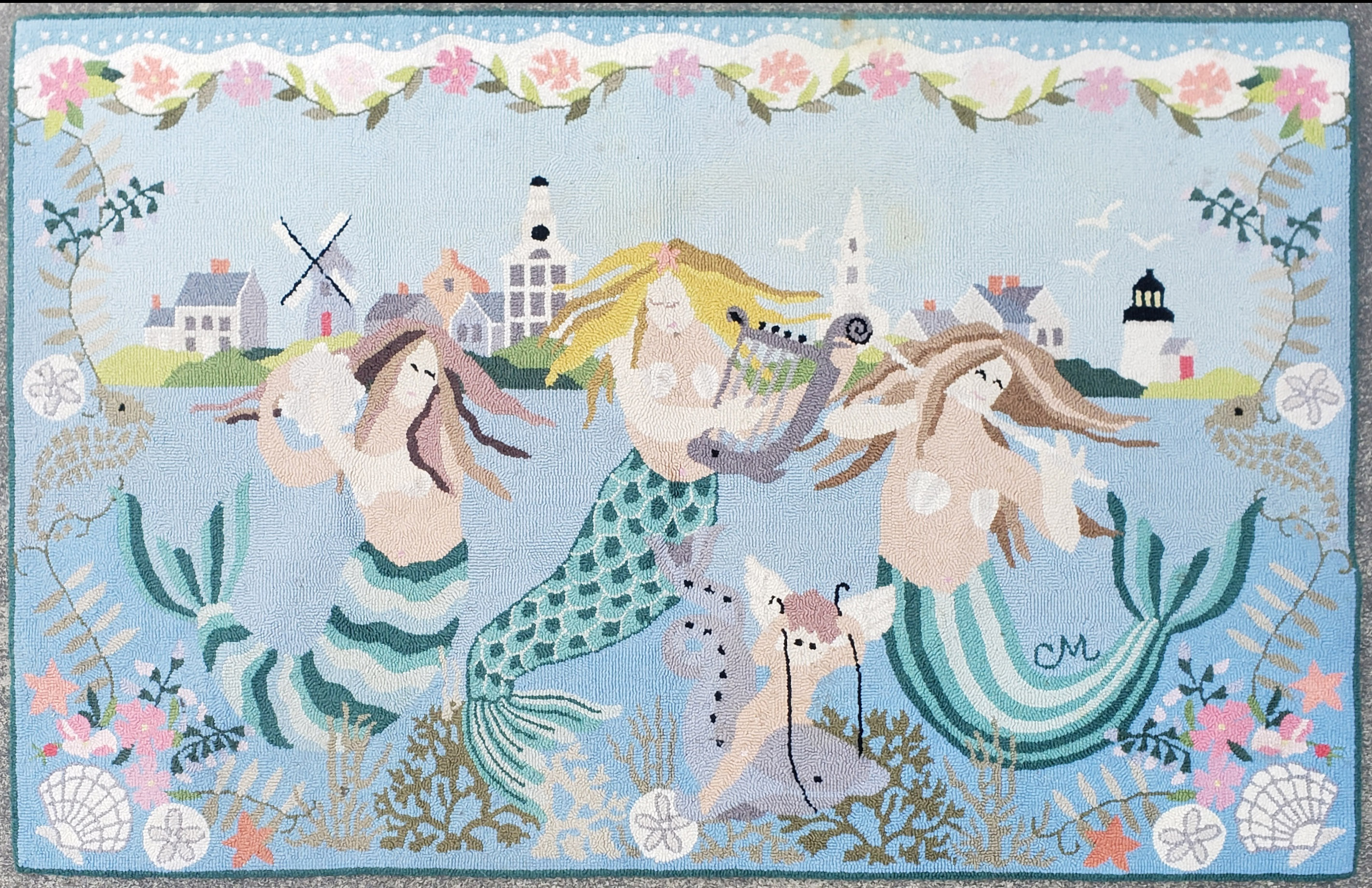 Claire Murray Nantucket Mermaid Hooked Rug - Vintage Claire Murray ...