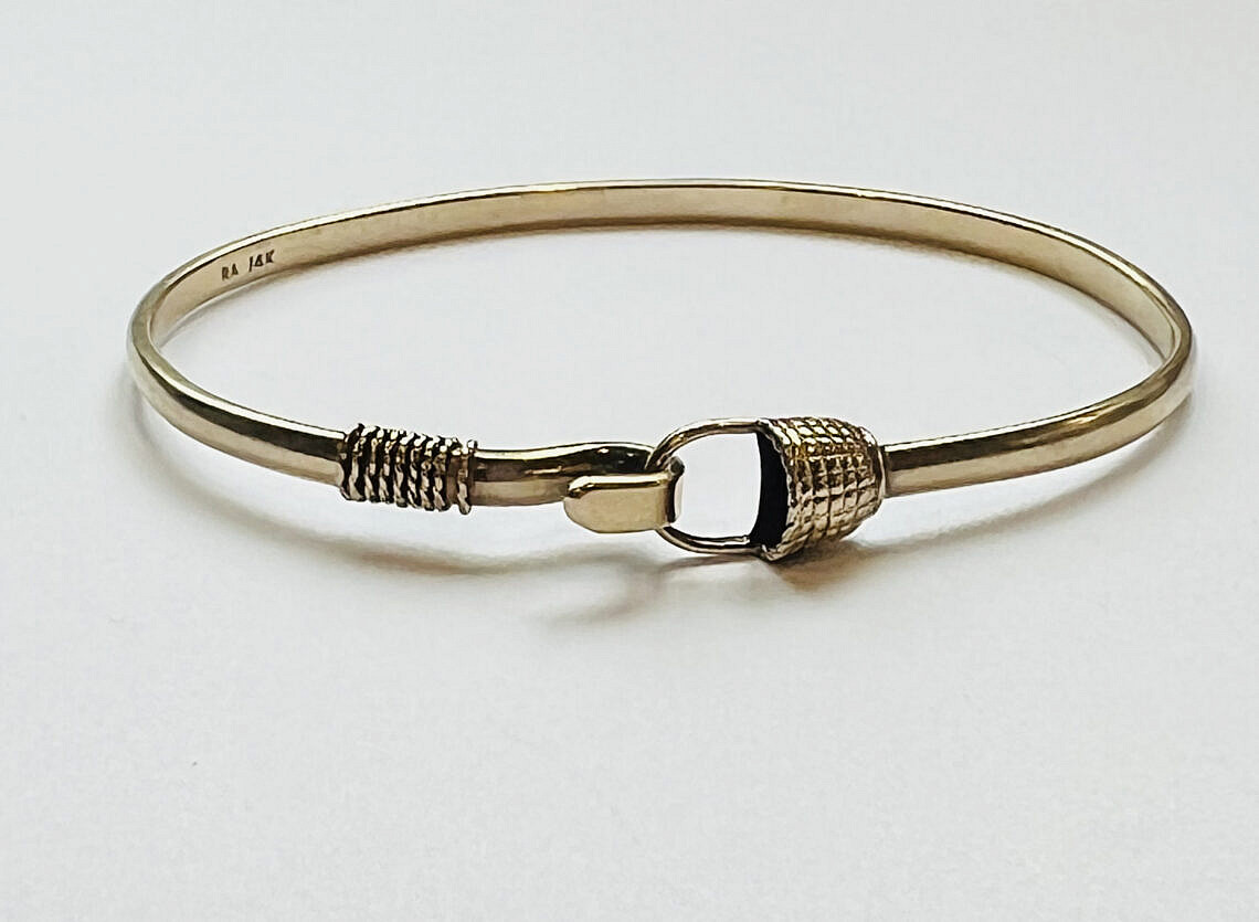 Vintage 14k Yellow Gold Nantucket Basket Bangle Bracelet - Vintage 14k ...