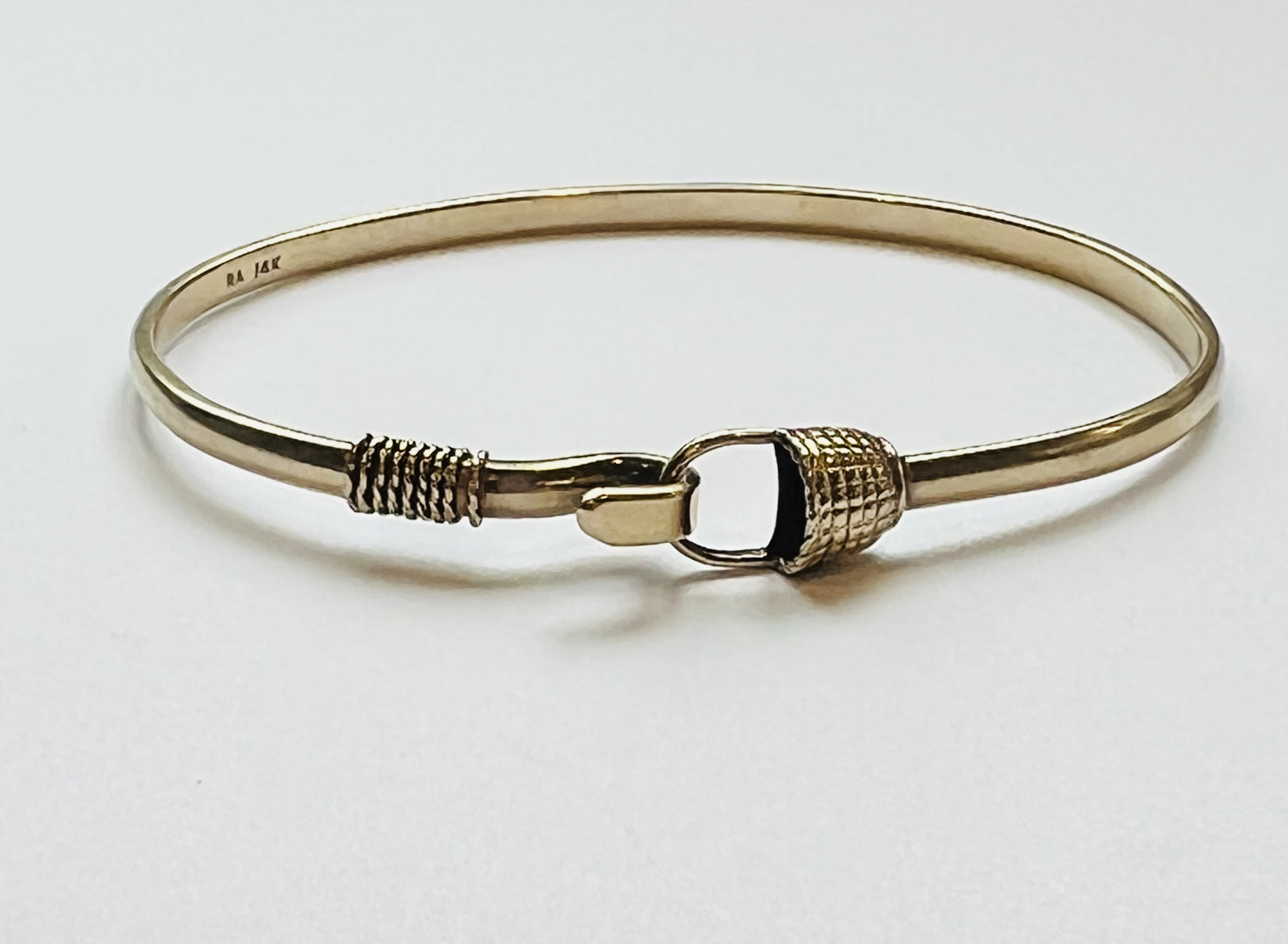 Vintage 14k Yellow Gold Nantucket Basket Bangle Bracelet - Vintage 14k ...