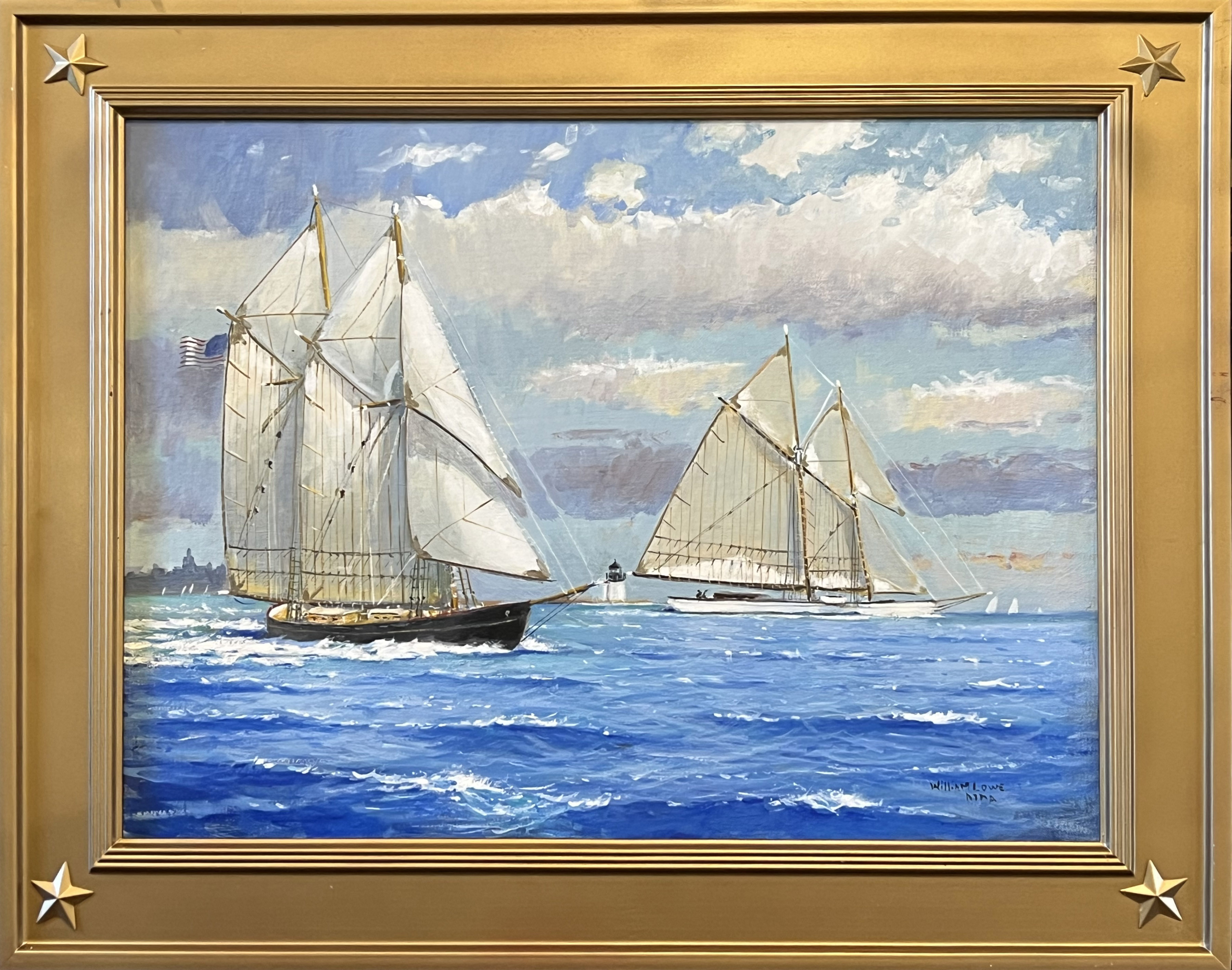 William Lowe (American b. 1944) Oil on Linen "Passing Brant Point Light ...