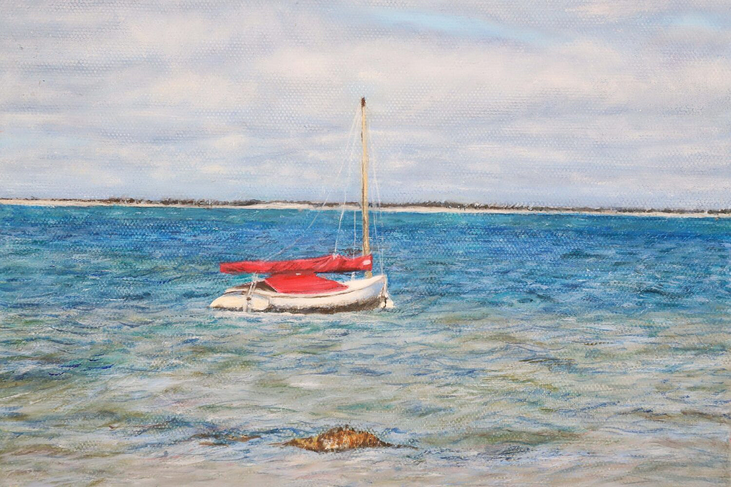 Lenka Rubenstein Oil on Linen "Blue-Hulled Sailboat" - Lenka Rubenstein ...