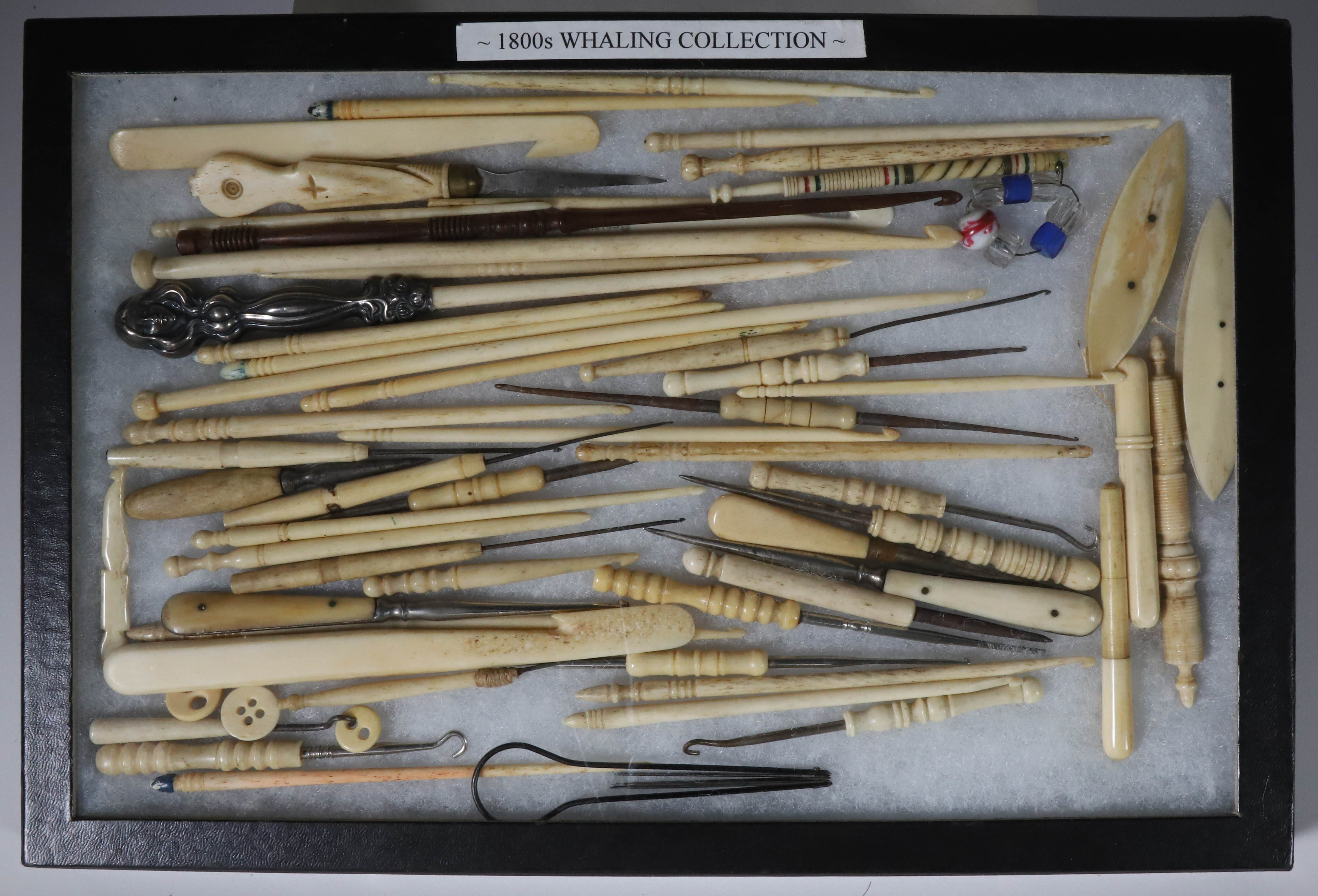 Collection of Fifty-Five Whalebone Sewing Knitting and Textile Tools ...