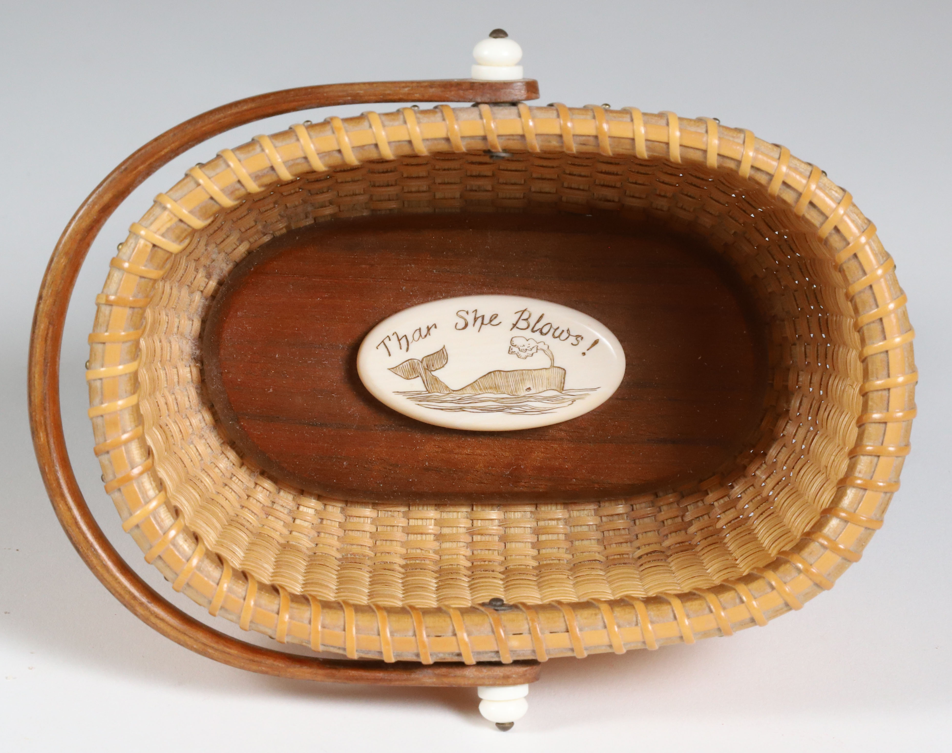 Jean M. Valerio Woven Miniature Oval Swing Handle Nantucket Basket ...