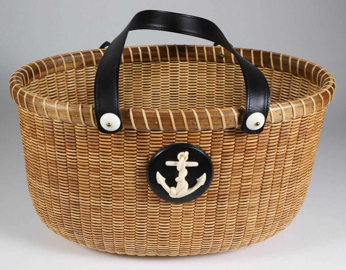 Jean M. Valerio Woven Oval Open Nantucket Basket Handbag circa 2017 ...