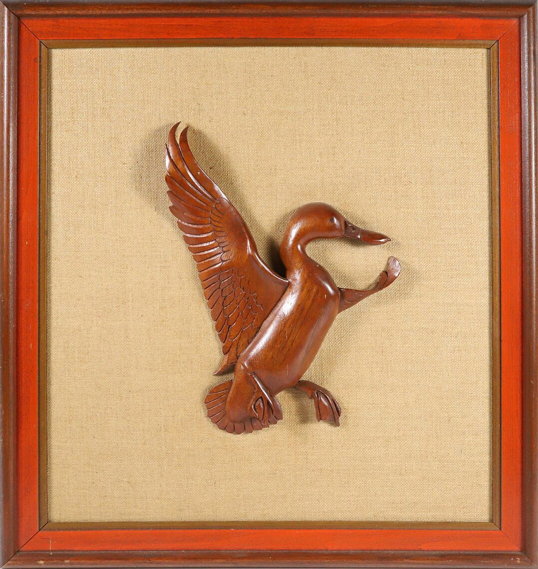 Robert Cary Caldwell Carved Mahogany Plaque "Coming in for a Landing ...
