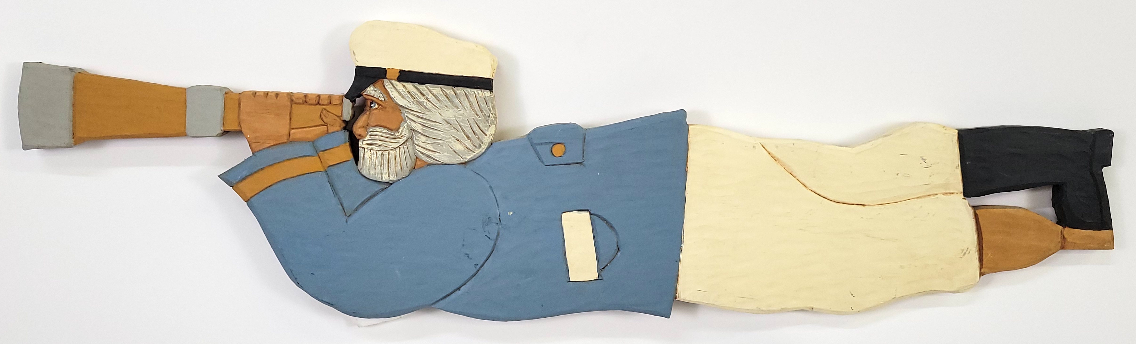 David Small Carved & Painted Folk Art Nantucket Sea Captain Plaque ...