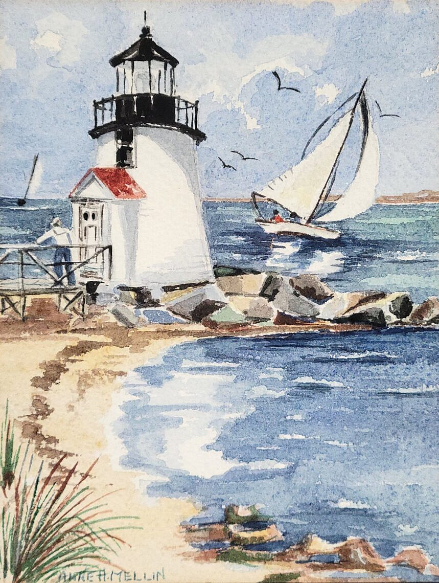 Vintage Anne H. Mellin Watercolor “Brant Point, Nantucket" - Vintage ...
