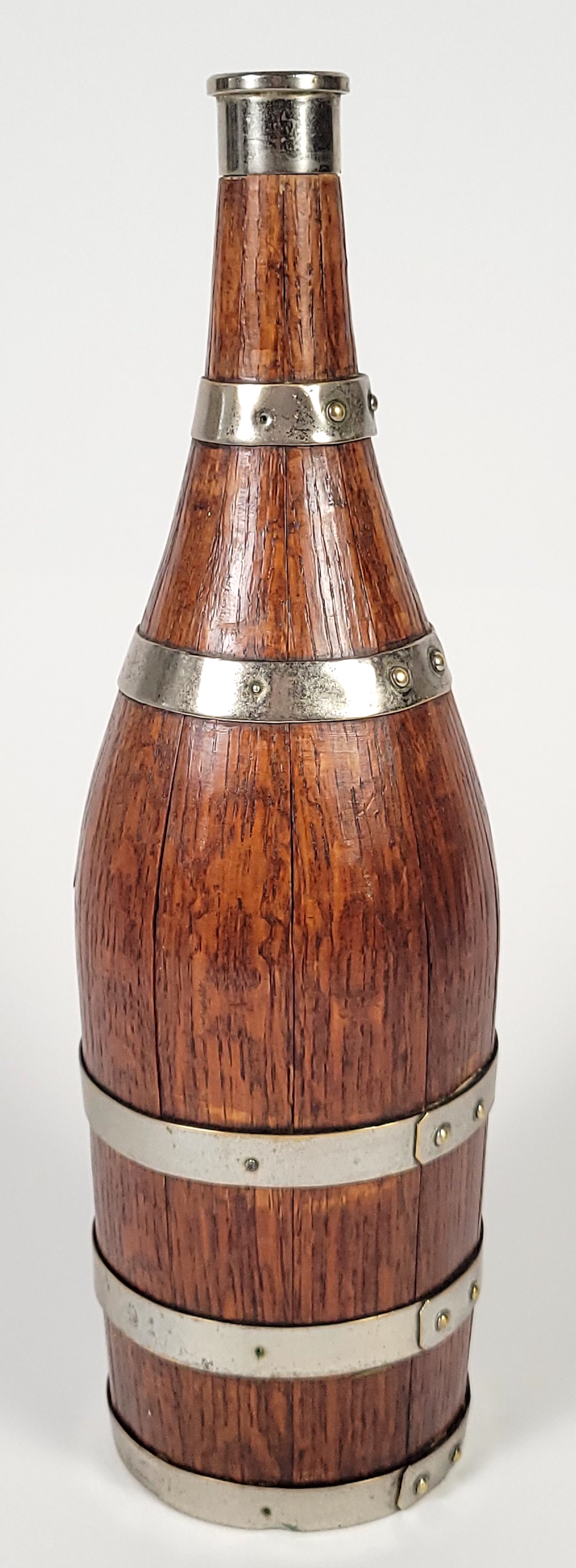 Antique English Edwardian Bound Oak Wine Bottle - Antique English ...