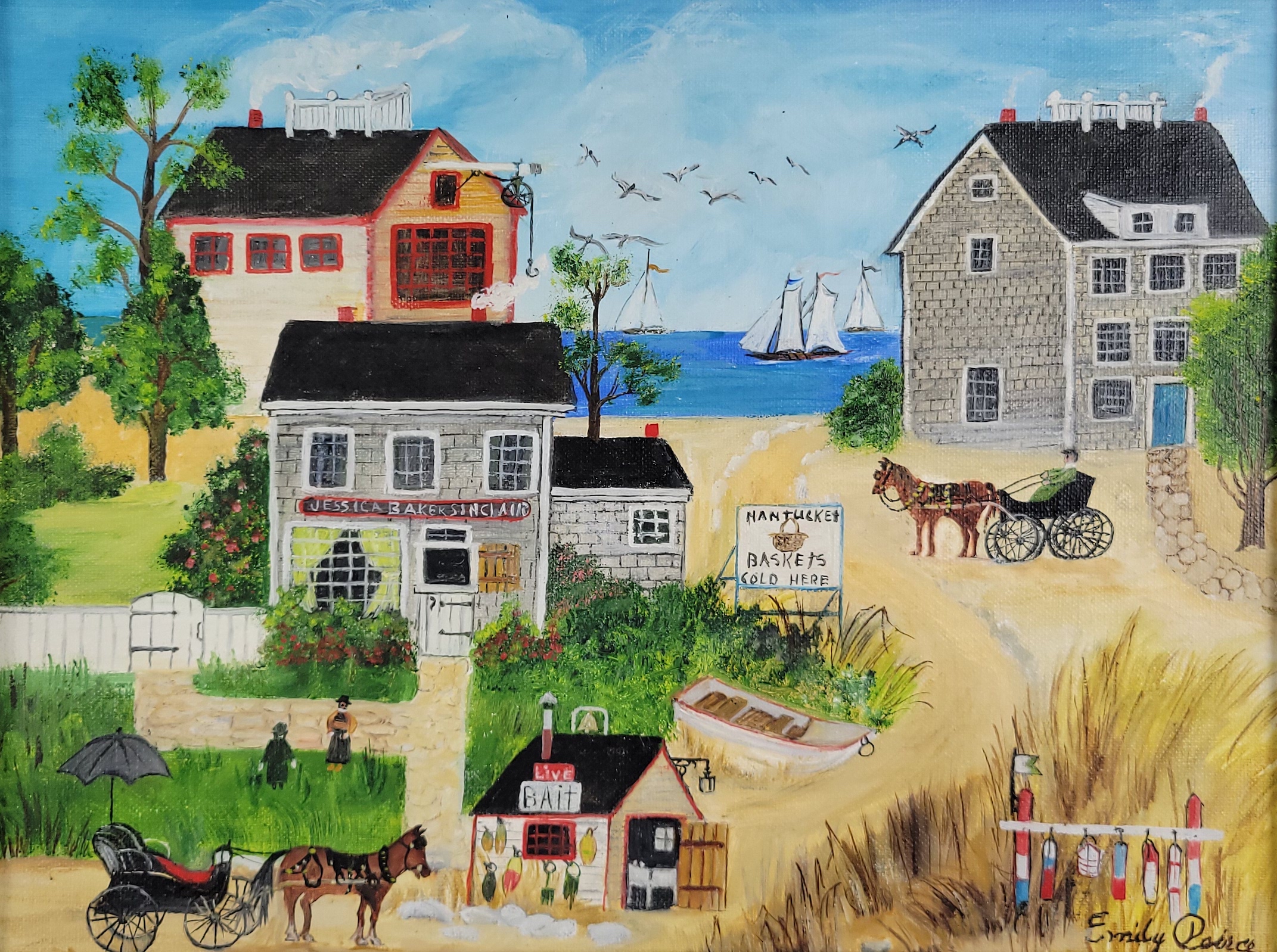 Vintage Emily Pierce Nantucket Folk Art Painting - Vintage Emily Pierce ...