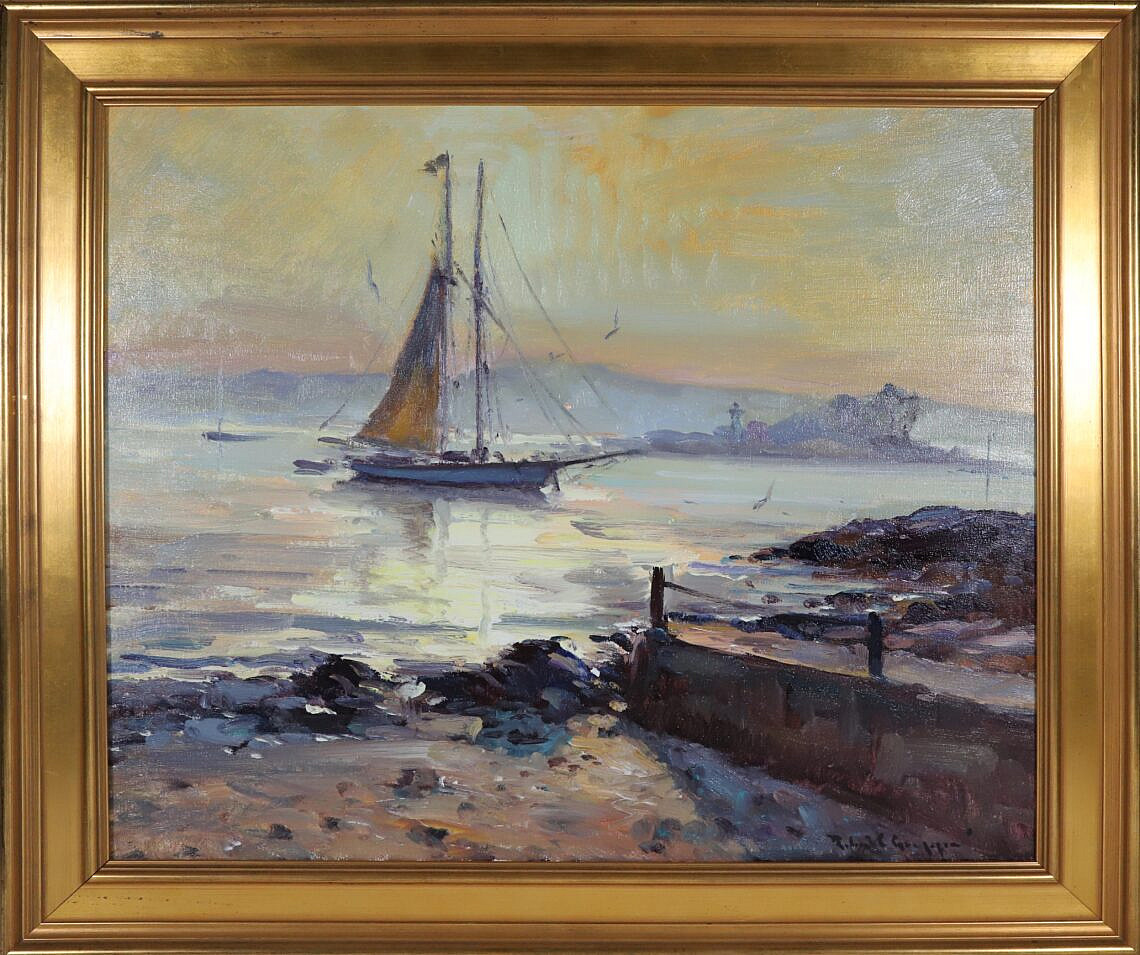 Robert Charles Gruppe Oil on Canvas "Portrait of a Schooner" - Robert ...