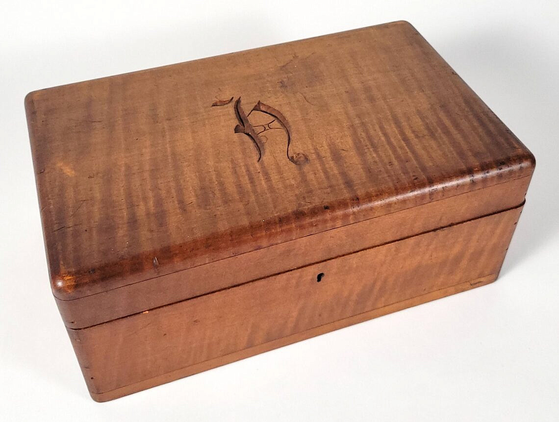 Antique Carved Solid Tiger Maple Storage Box - Antique Carved Solid ...