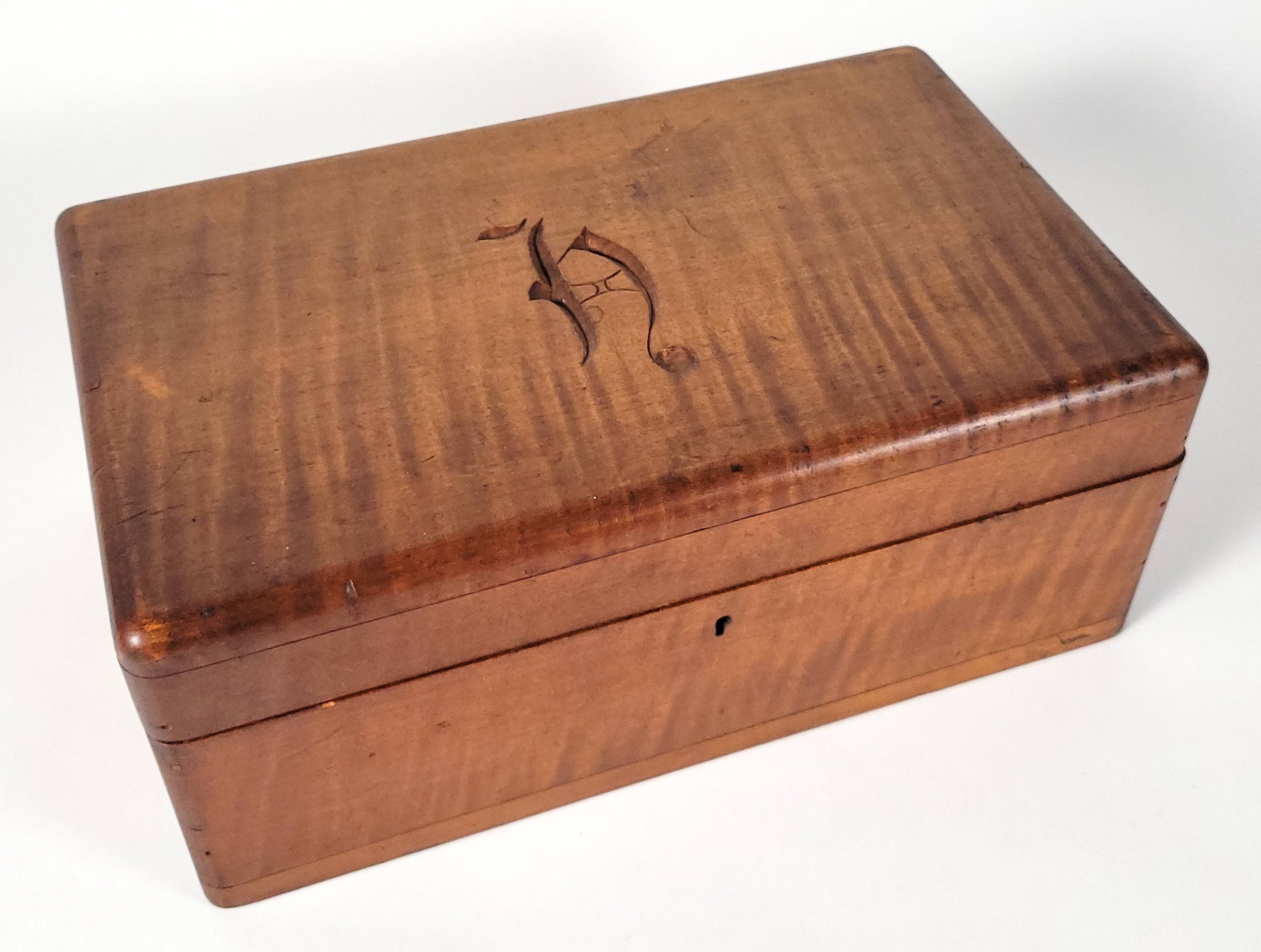 Antique Carved Solid Tiger Maple Storage Box - Antique Carved Solid ...