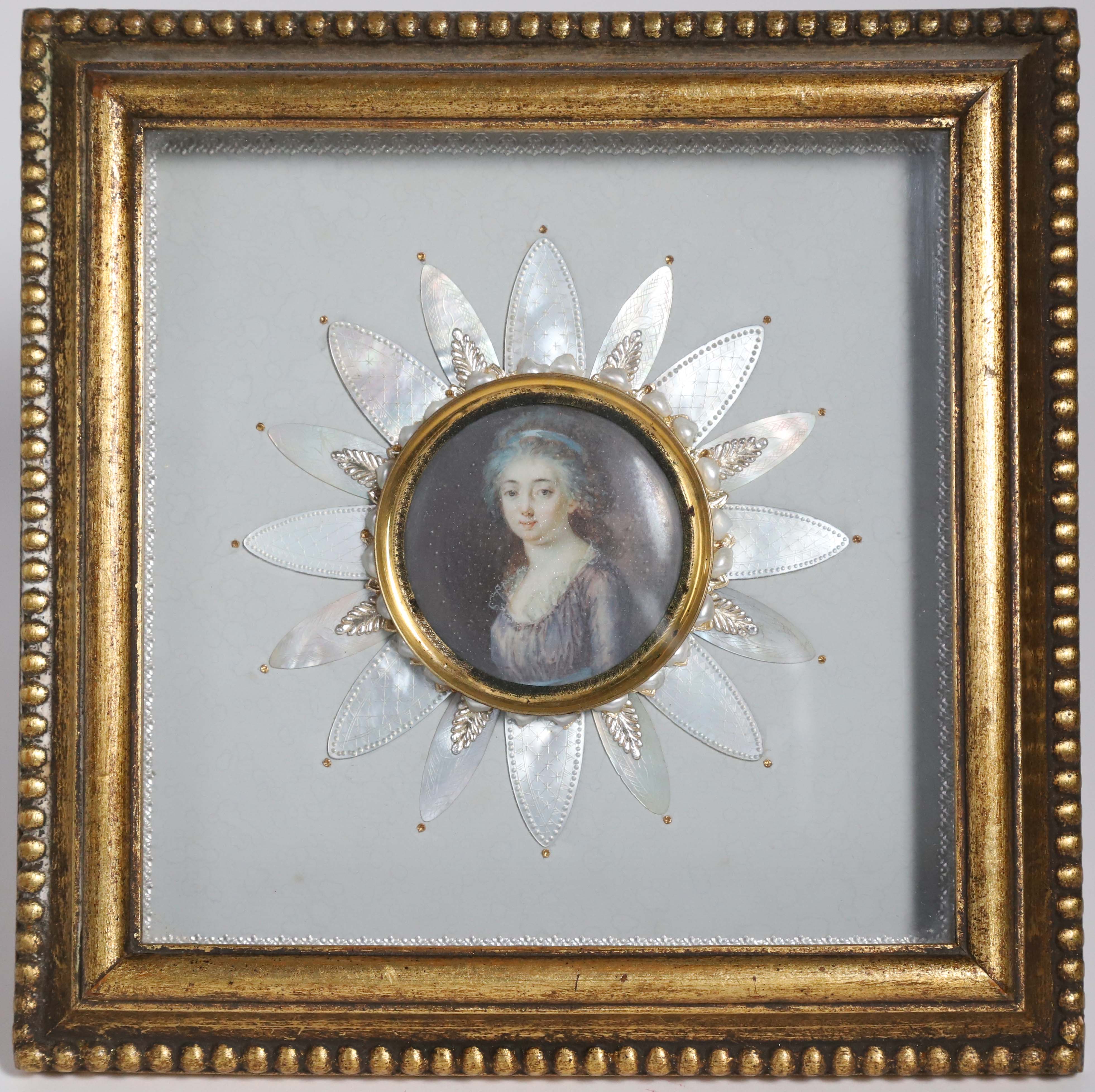 Miniature Round Portrait of a Young Lady 19th Century - Miniature Round Portrait of a Young Lady ...