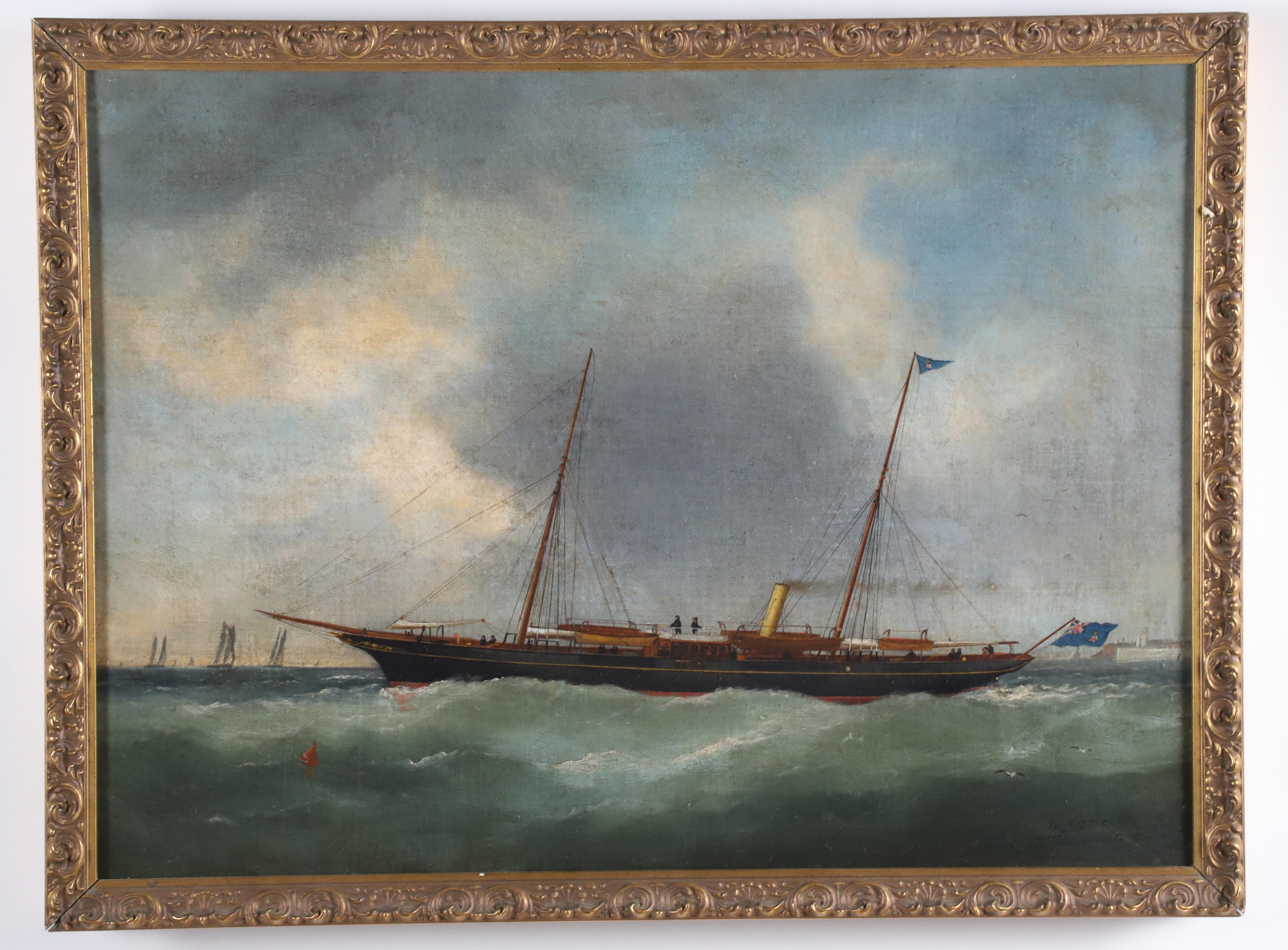 Edward Adam Oil on Canvas "Portrait of an English Ship" circa 1889 ...