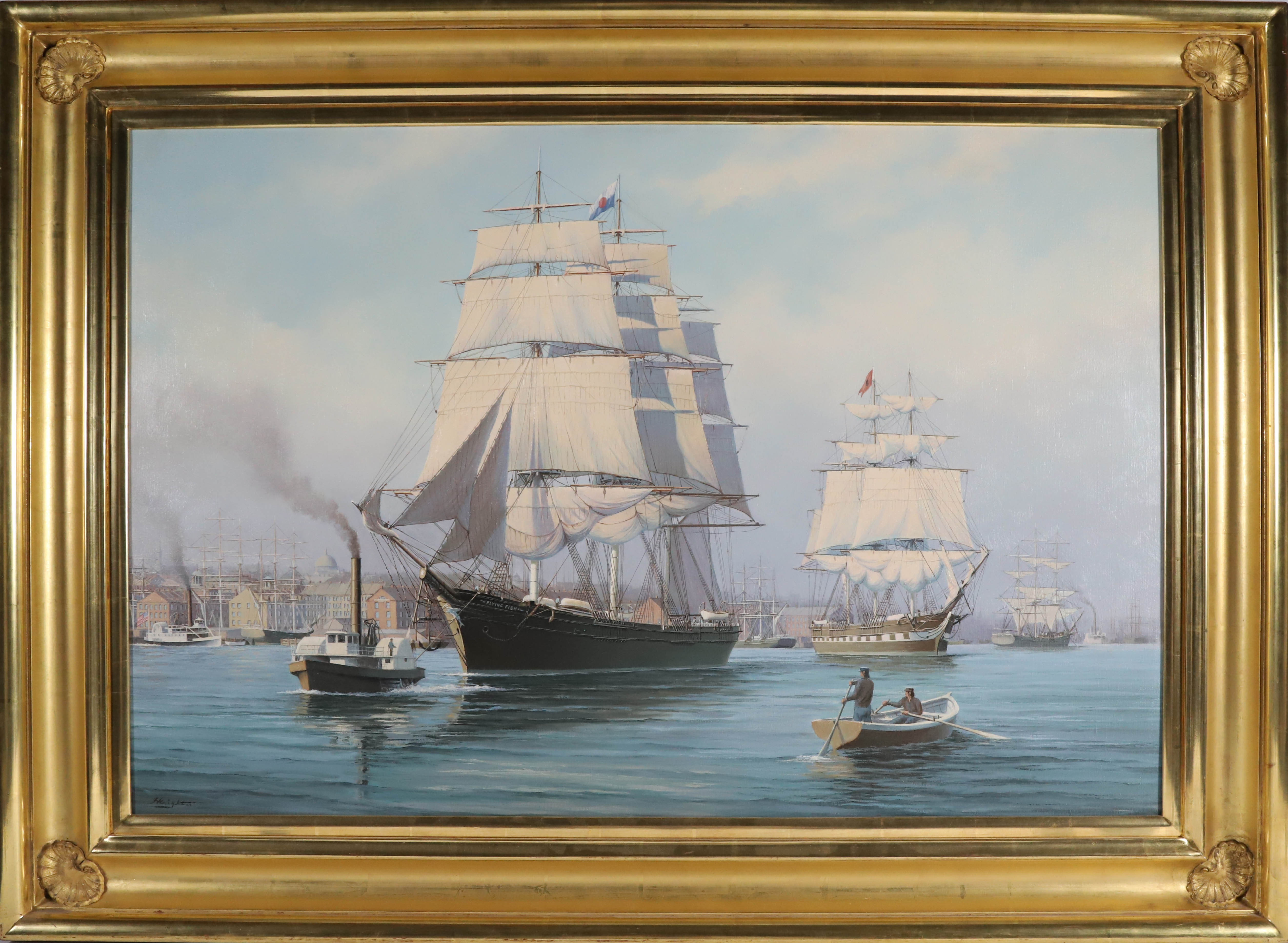J. Franklin Wright Oil on Canvas "Portrait of the Clipper Ship Flying Fish" - J. Franklin Wright ...