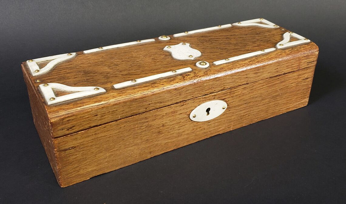 Antique Bone Decorated Oak Rectangular Box - Antique Bone Decorated Oak ...