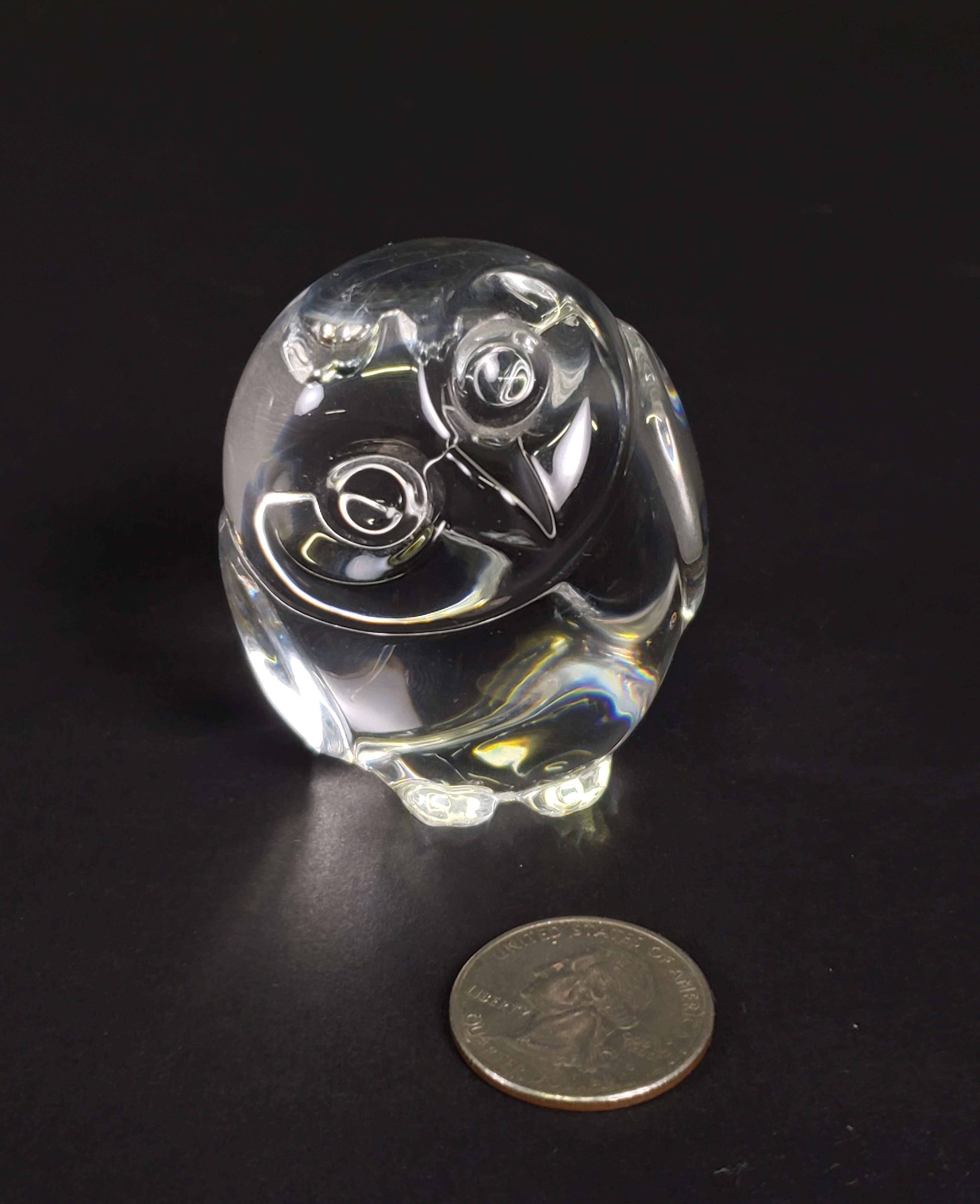 Signed Steuben Clear Crystal Owl Paperweight - Signed Steuben Clear ...