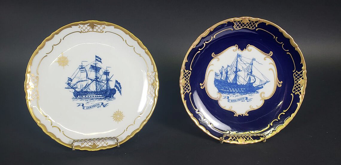 Vintage Reichenbach Cobalt Blue Ship Plates - Pair of Vintage ...