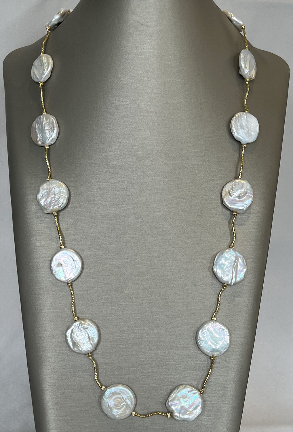 10mm White Fresh Water Coin Pearl Necklace - 10mm White Fresh Water ...