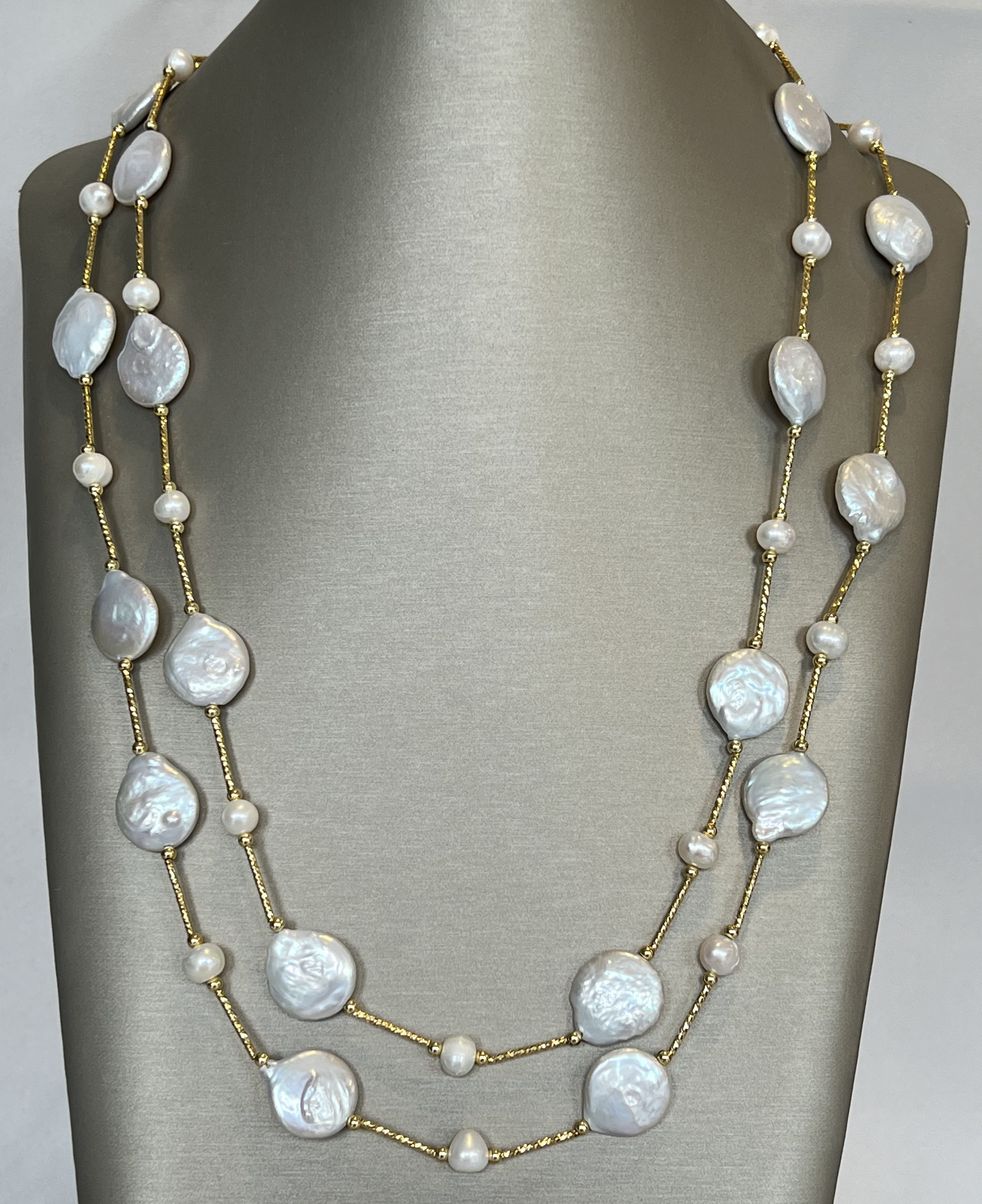 17mm White Fresh Water Coin Pearl Necklace - 17mm White Fresh Water ...