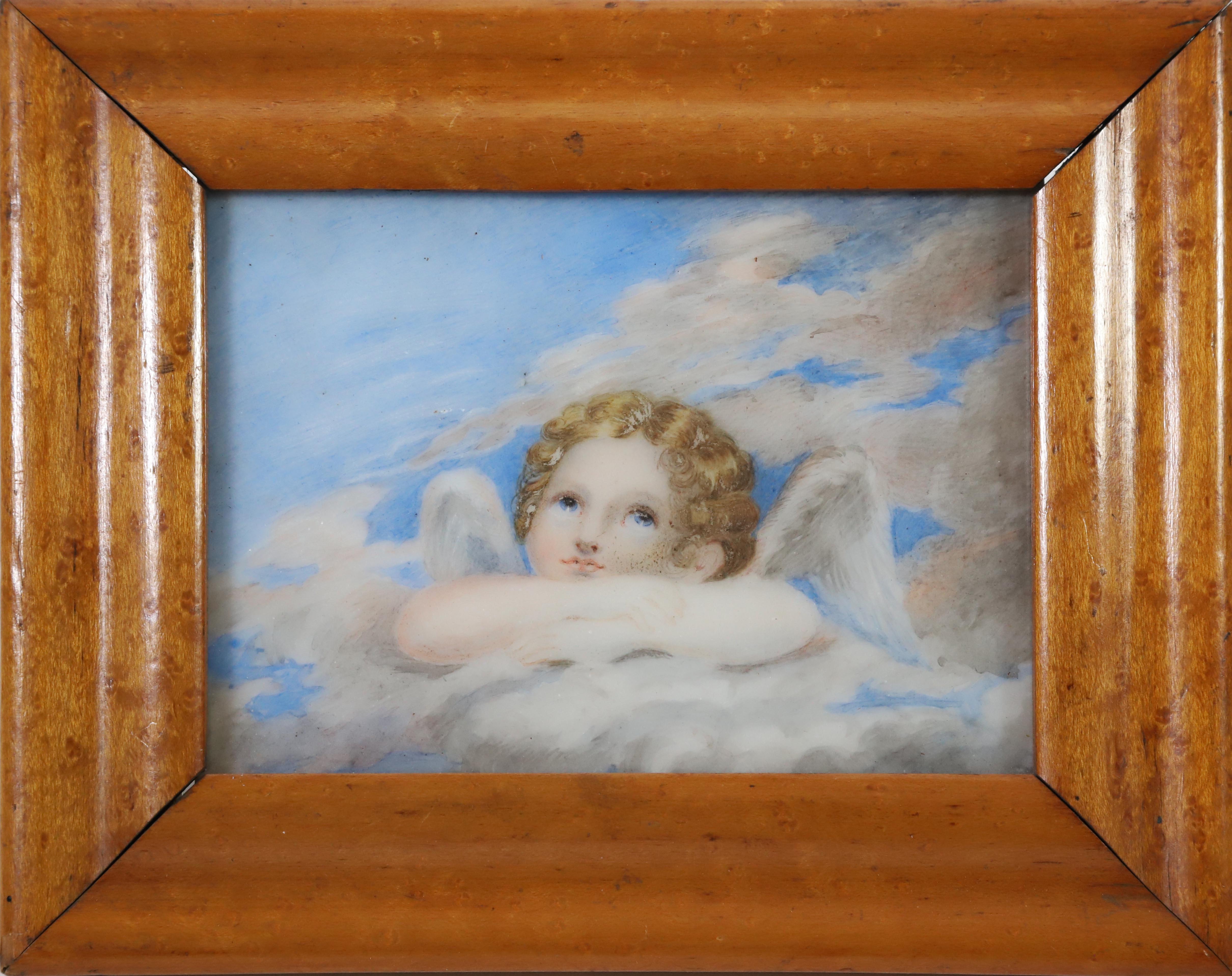 Antique Continental Hand Painted Angel on Marble - Antique Continental ...