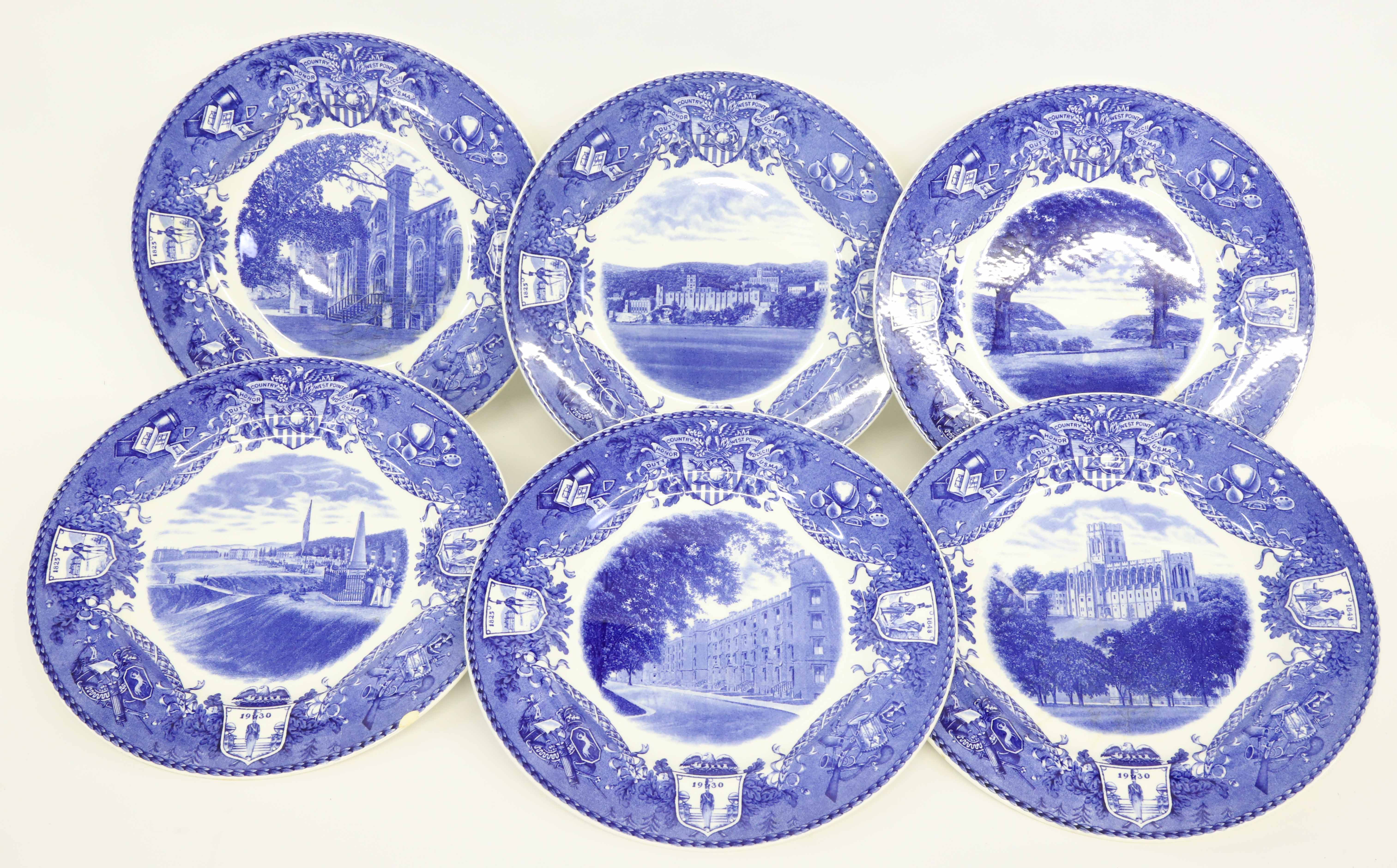 Set of Six Wedgwood Blue and White United States Military Academy ...