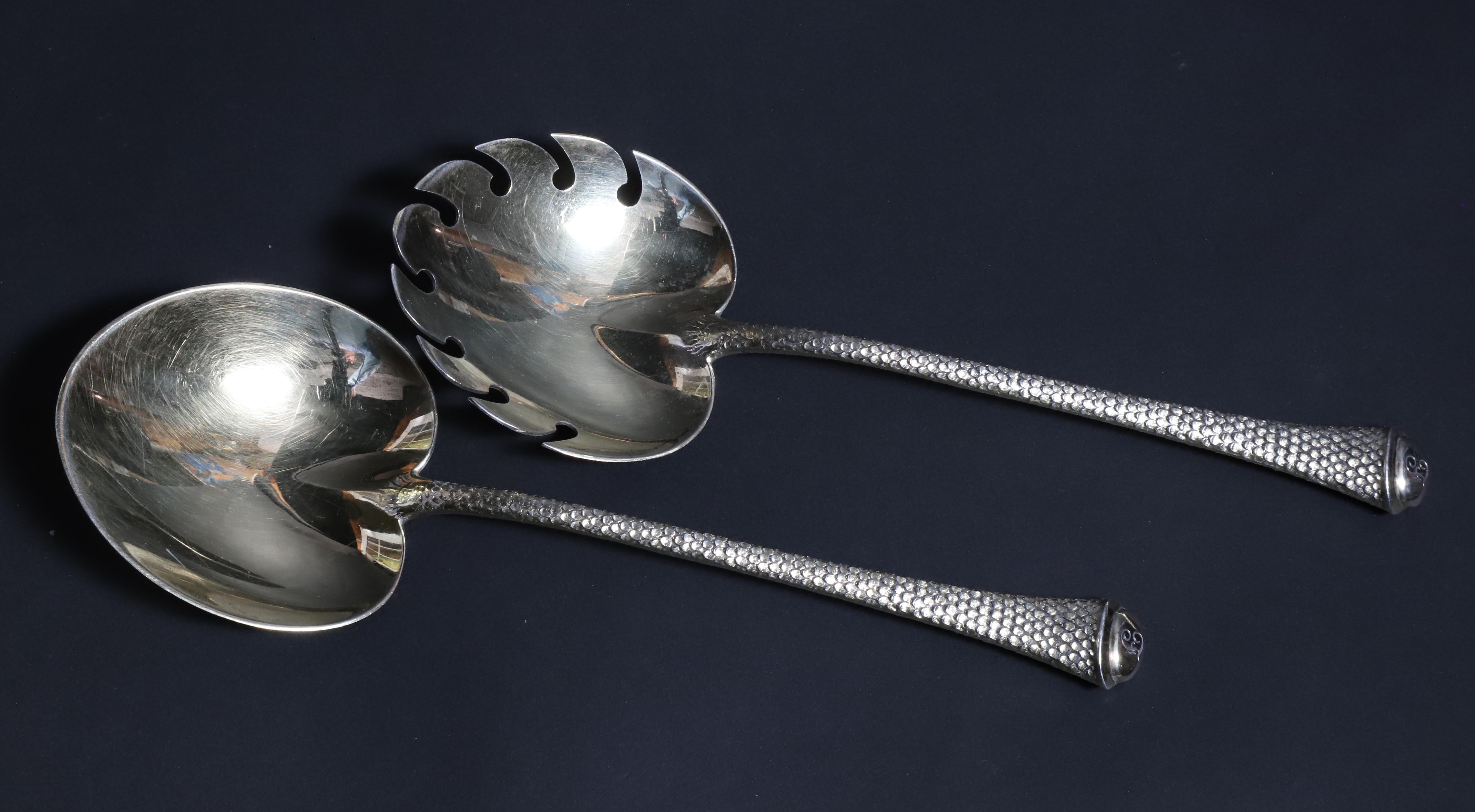 Pair of Gorham Sterling Silver Vermeil "Palm Beach Florida" Salad Spoons - Pair of Gorham ...