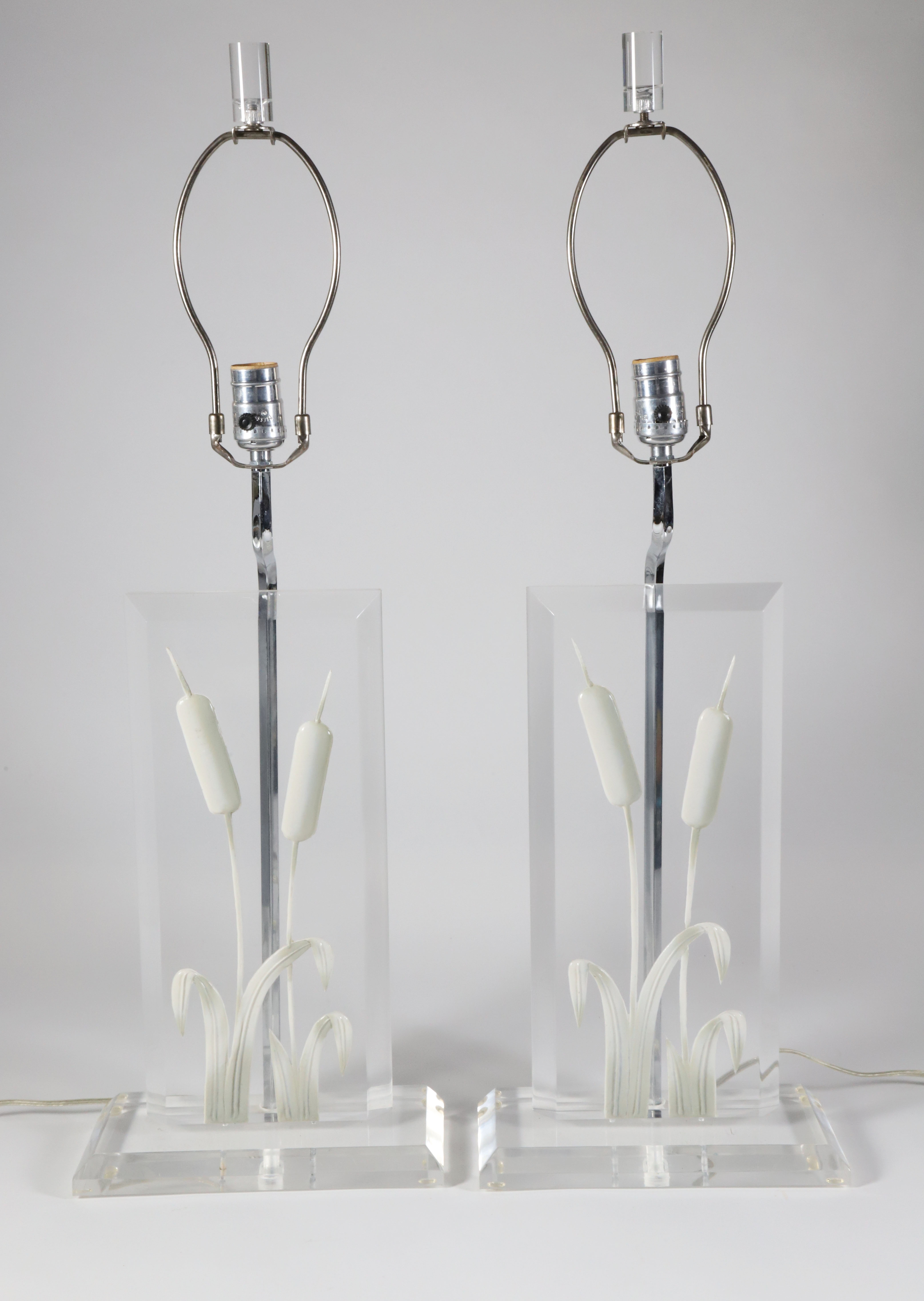 Pair of Mid Century Modern "Cat Tail" Acrylic Lamps - Pair of Mid ...