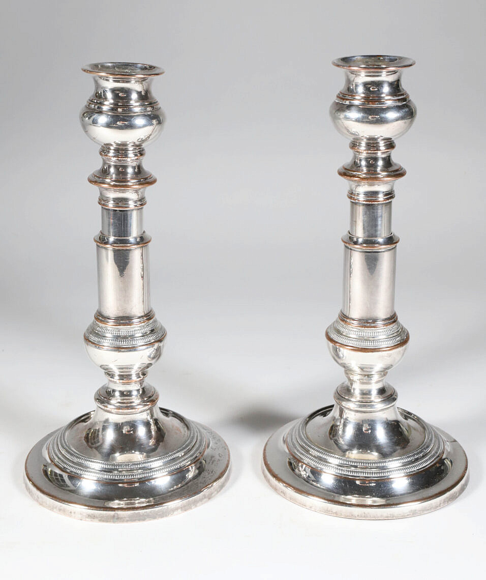 Pair of Vintage Sheffield Silver Plated Telescopic Candlesticks - Pair ...