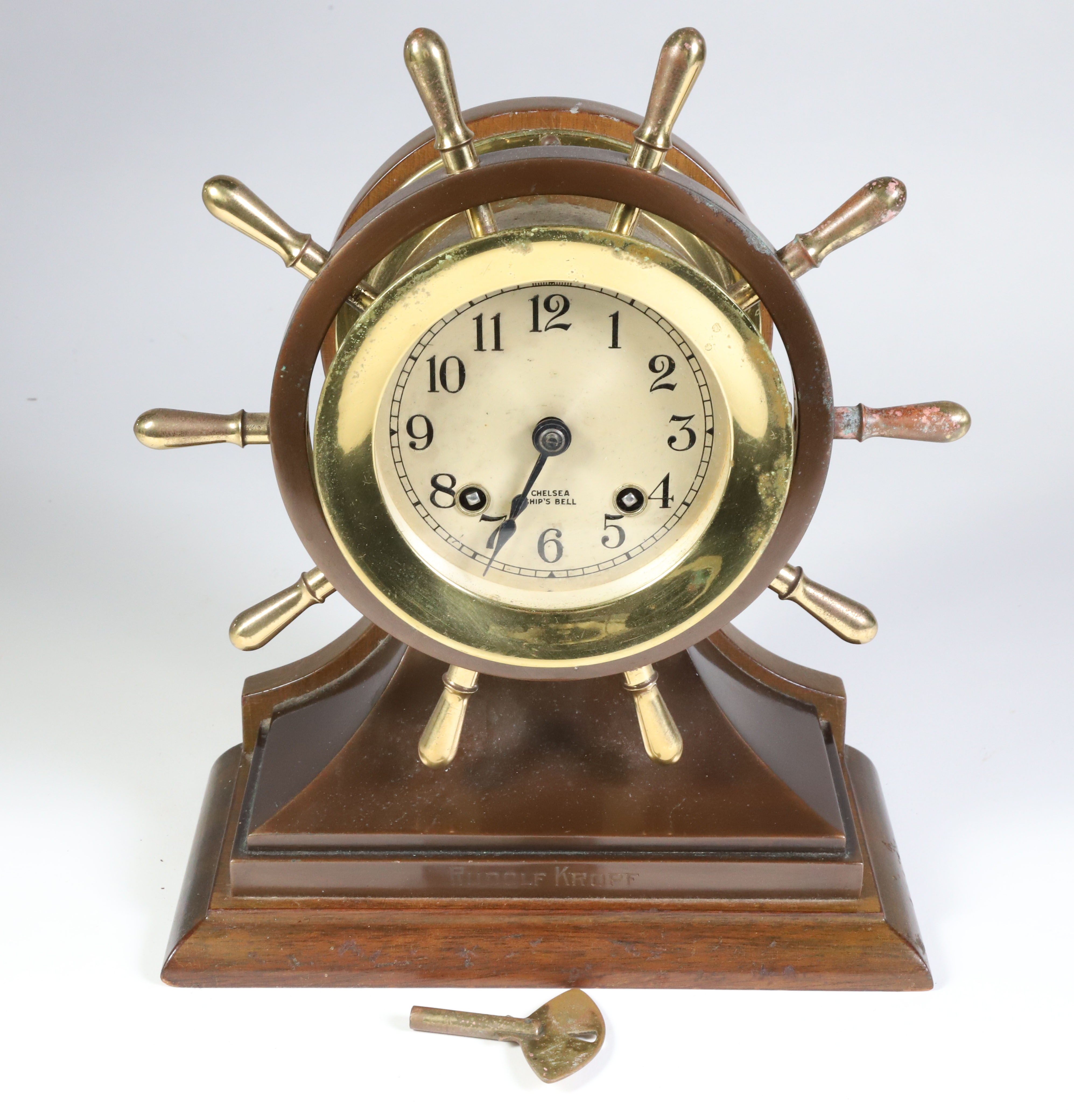 Vintage Chelsea Brass Ship's Clock - Vintage Chelsea Brass Ship's Wheel ...