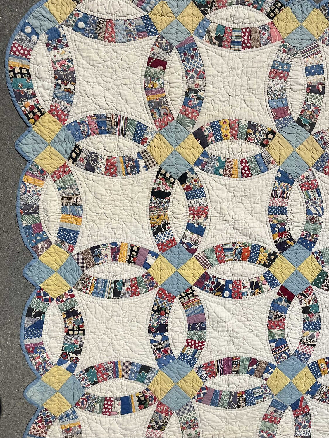 Double Wedding Ring Patchwork Quilt circa 1930s - Double Wedding Ring Patchwork Quilt, circa ...