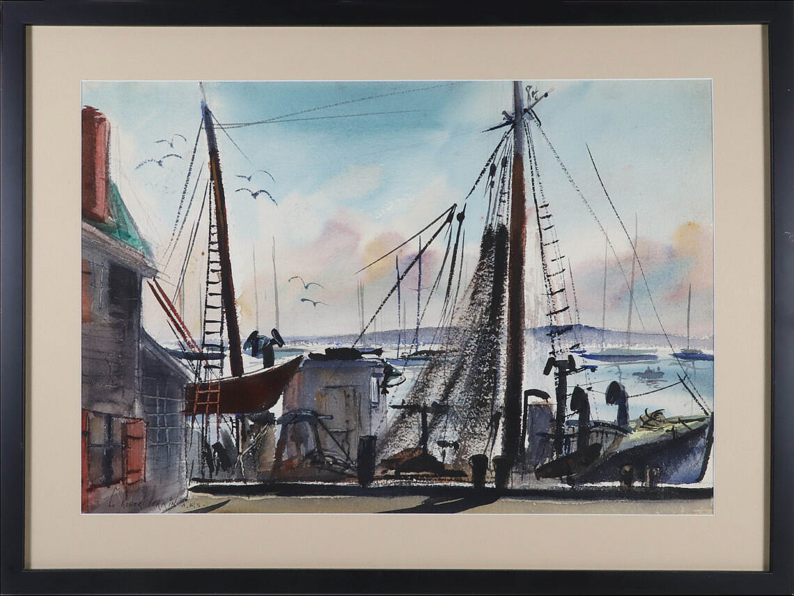 Charles Robert Perrin Watercolor on Paper "Awaiting Tide" - Charles ...