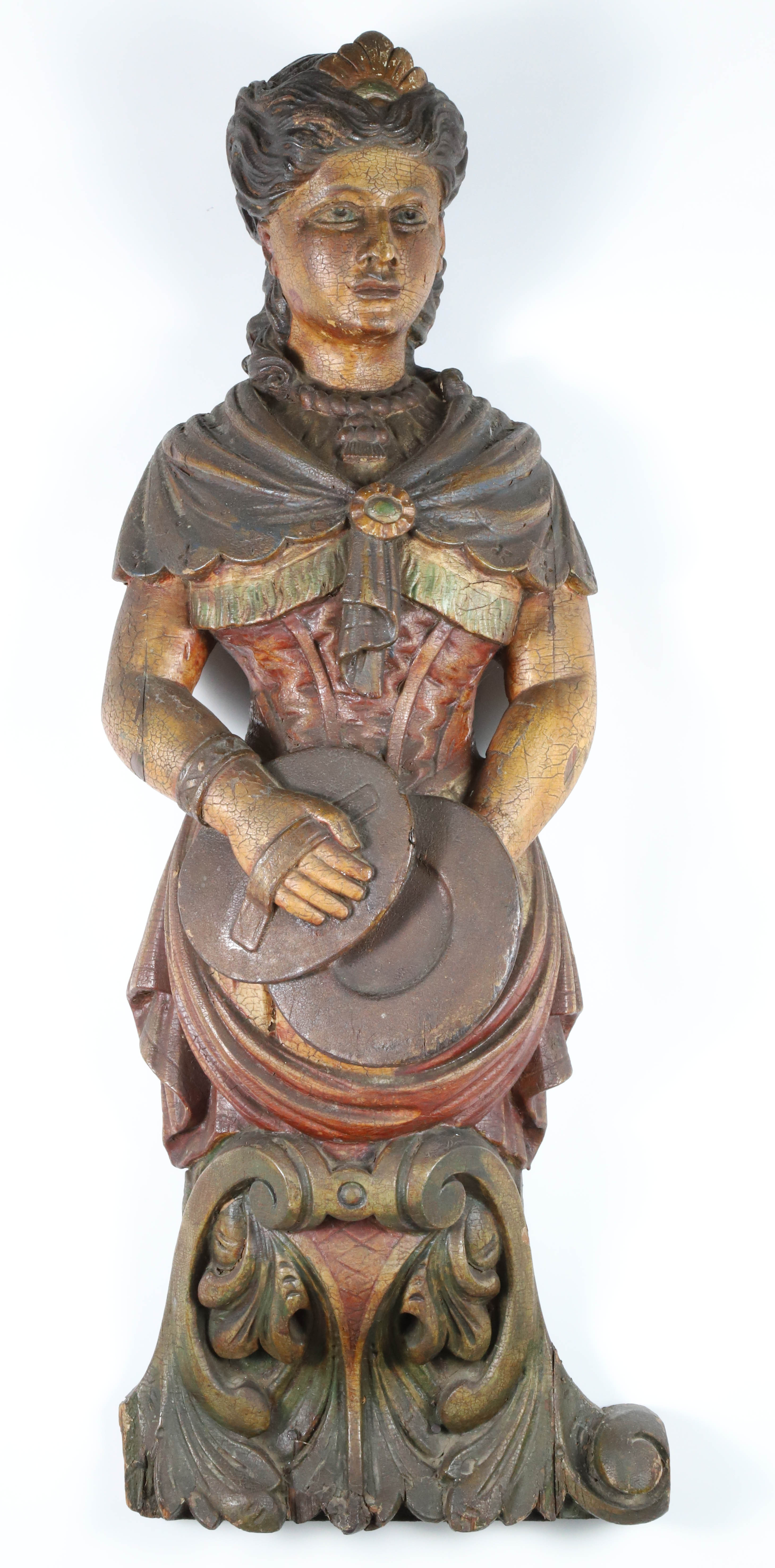 Vintage Carved Carousel Figure of a Woman - Vintage Carved Carousel ...