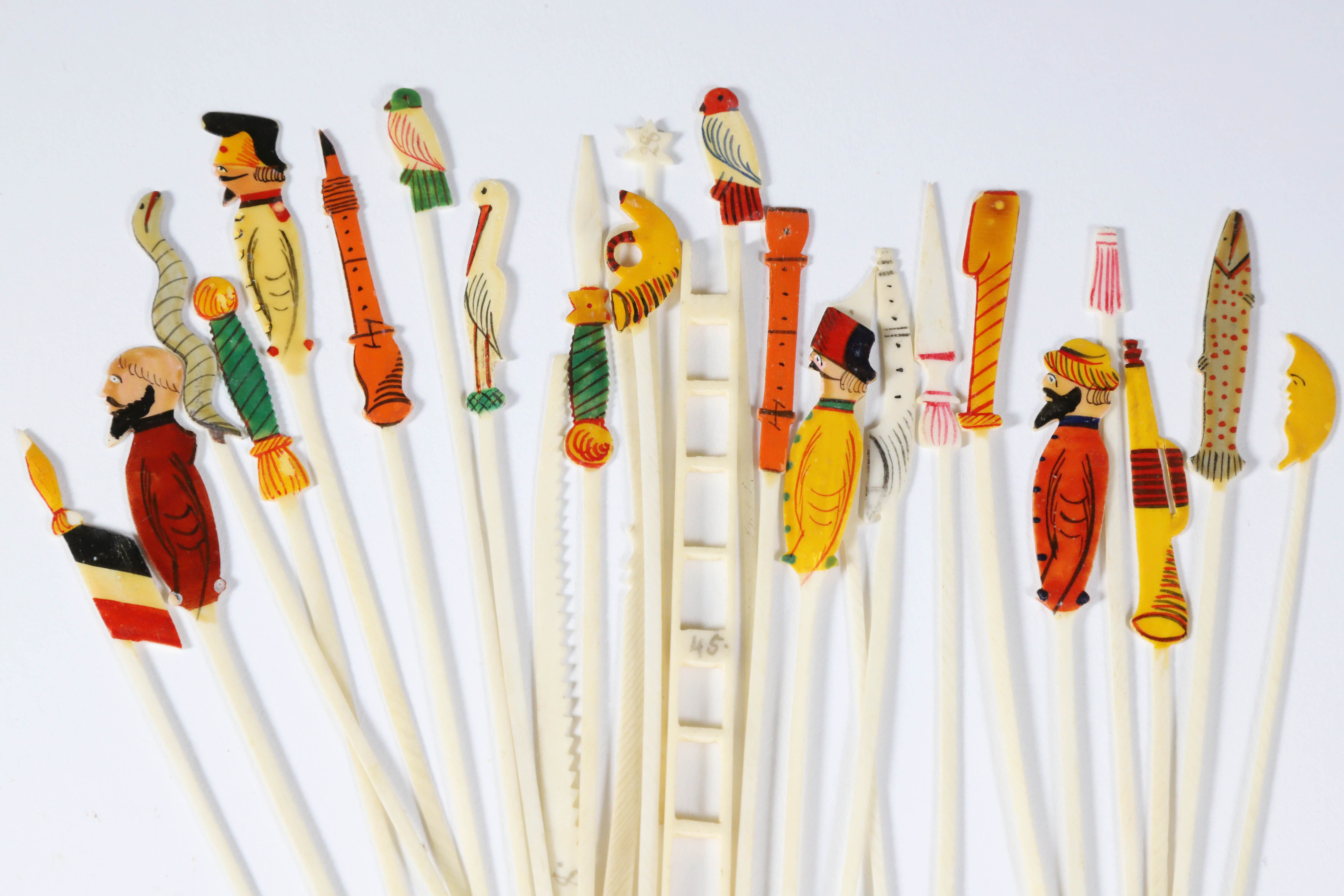 Wood Cased Set of Polychromed Jack Straws 19th Century - Wood Cased Set ...