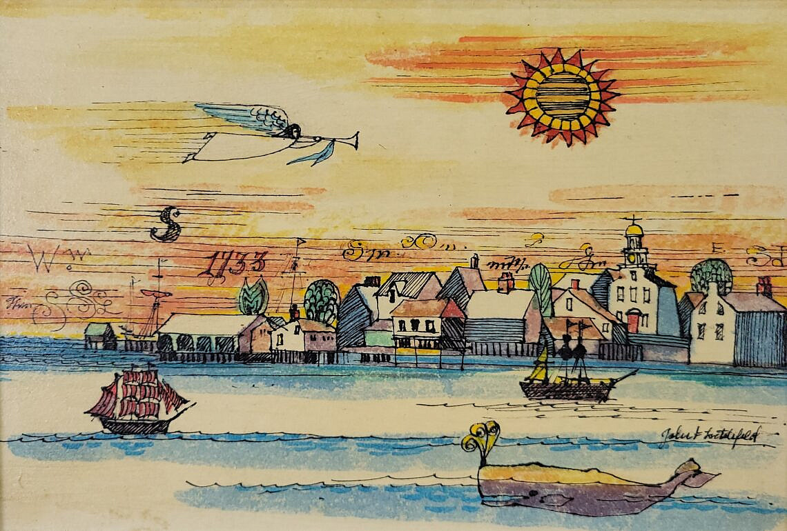 John Lochtefeld (1933-2025) Mixed Media on Board “Nantucket Harbor ...