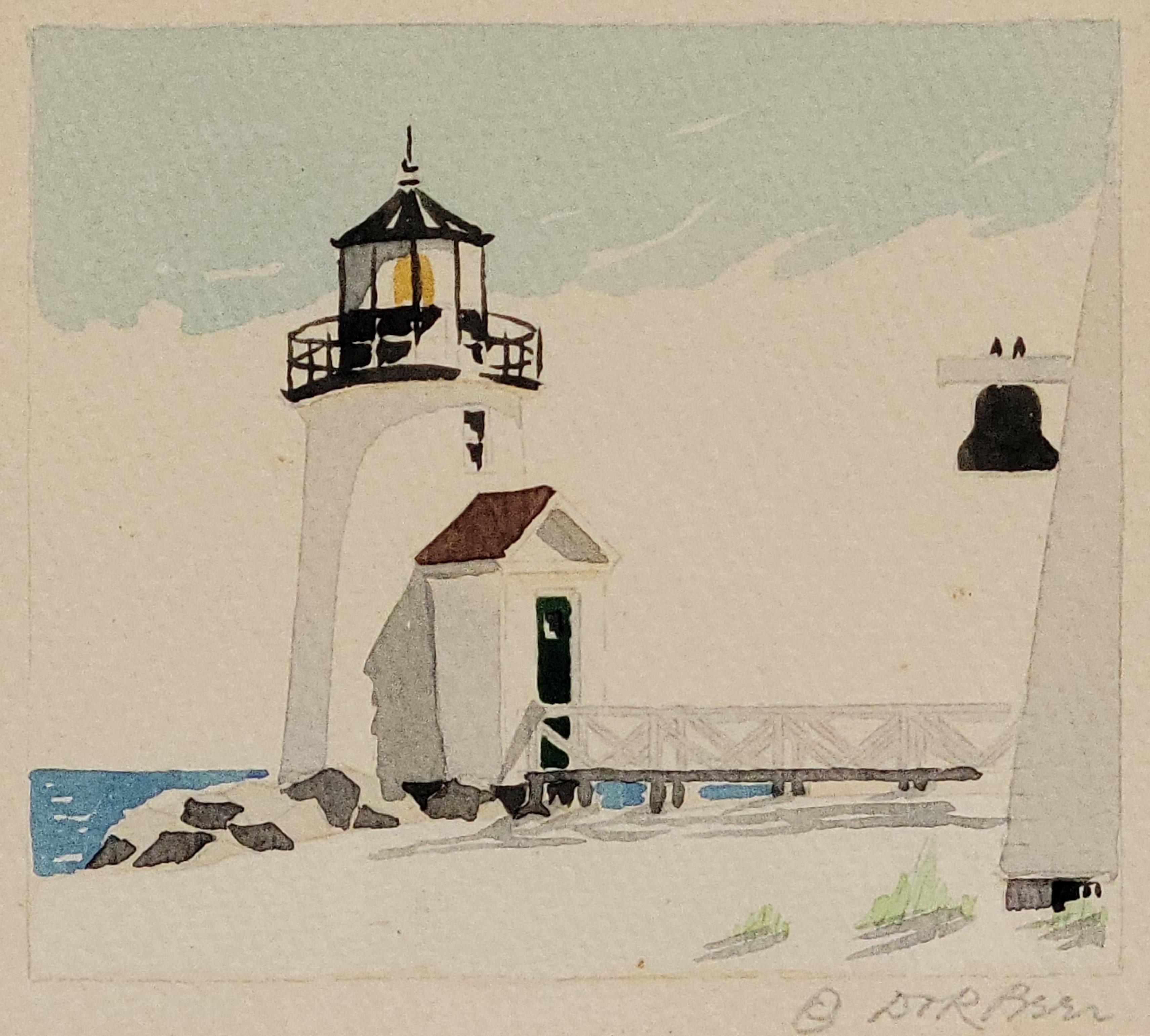 Scarce Doris and Richard Beer Miniature Nantucket Watercolor “Brant ...